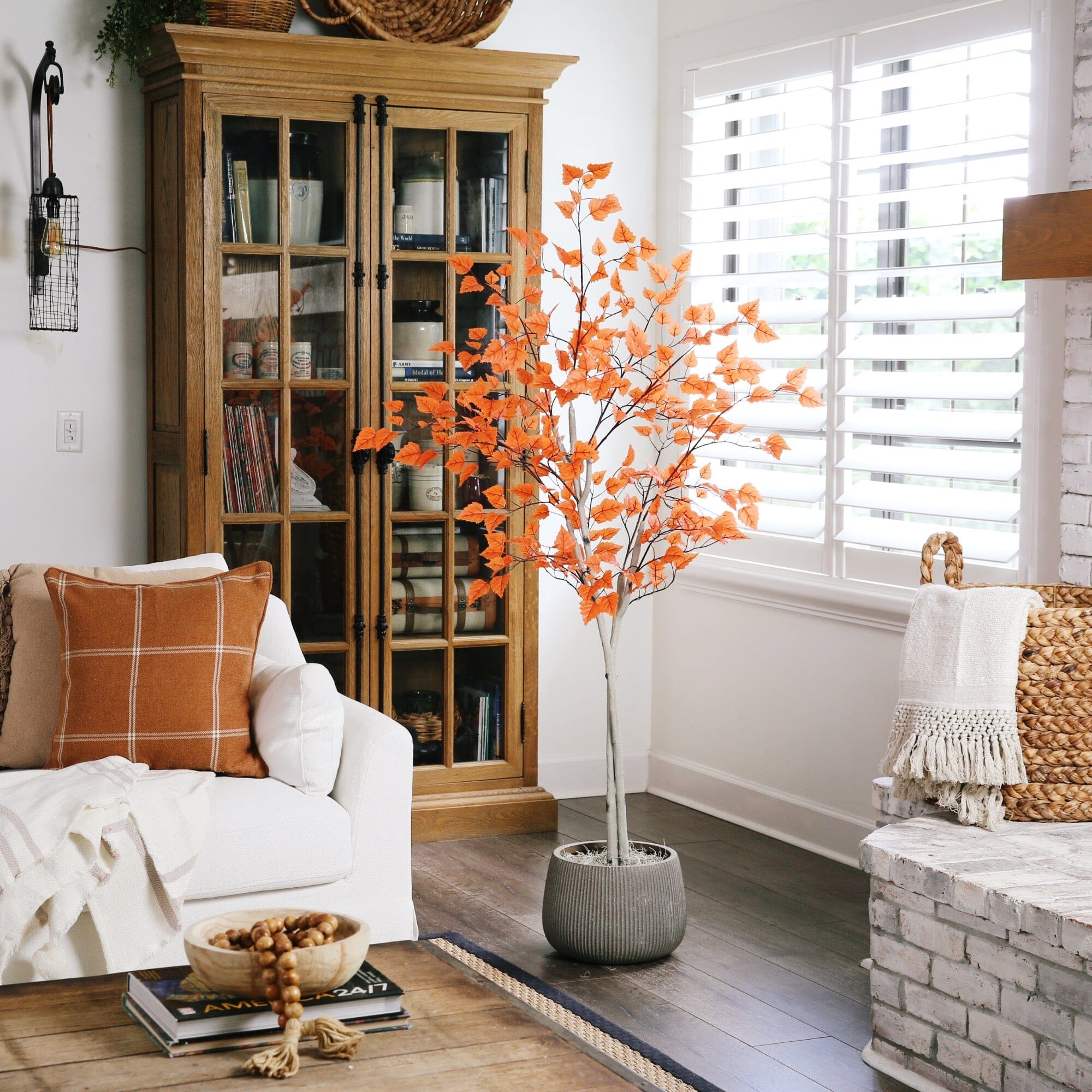 6’ Autumn Paper Birch Artificial Fall Tree | Nearly Natural