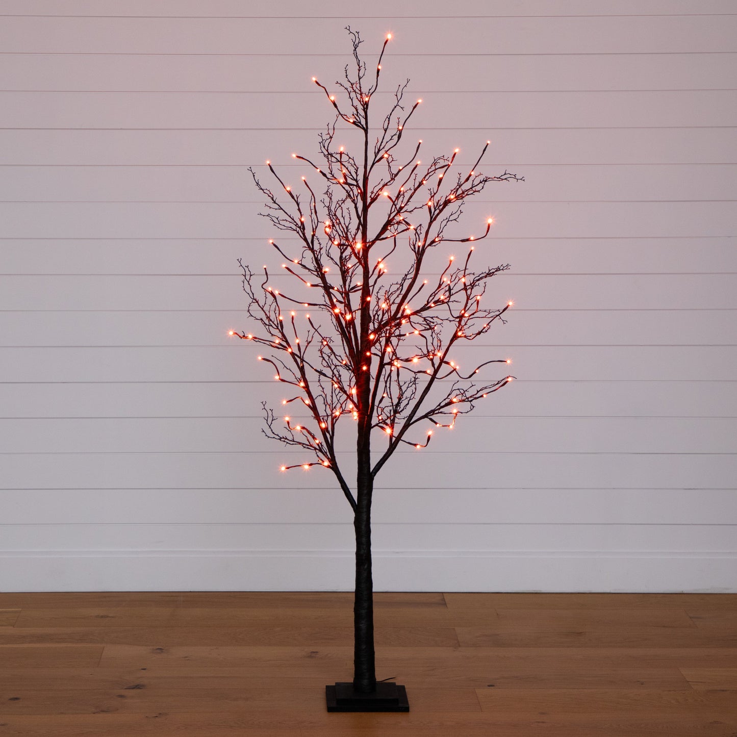 6’ Pre-Lit Halloween Black Twig Artificial Fall Tree with 300 Orange ...