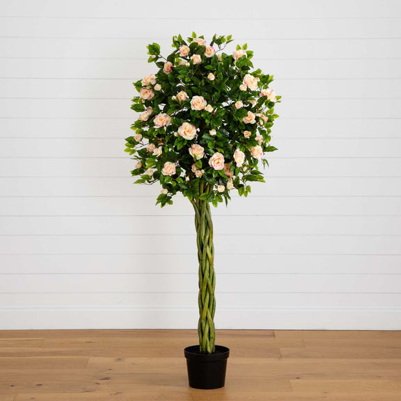 6’ Rose Artificial Tree with Woven Trunk | Nearly Natural