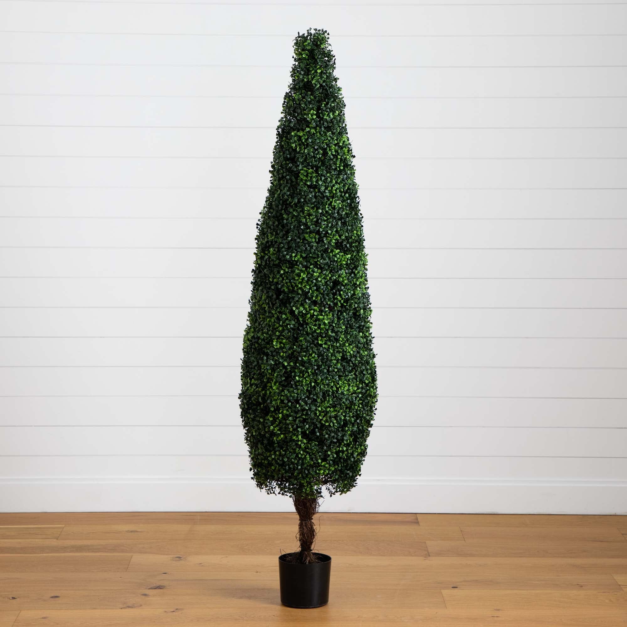 6’ UV Resistant Artificial Boxwood Topiary Cone Tree (Indoor/Outdoor ...