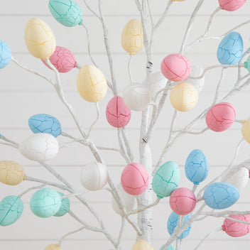 6' Pre-Lit Artificial Easter Twig Tree with 96 Egg Shaped LED Ornament ...