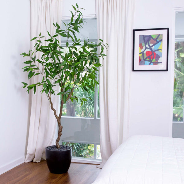 7' Artificial Long Leaf Greco Eucalyptus Tree with Real Touch Leaves ...