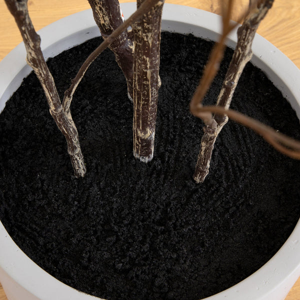 7’ Artificial Enkianthus Tree in Resin Stone Planter | Nearly Natural