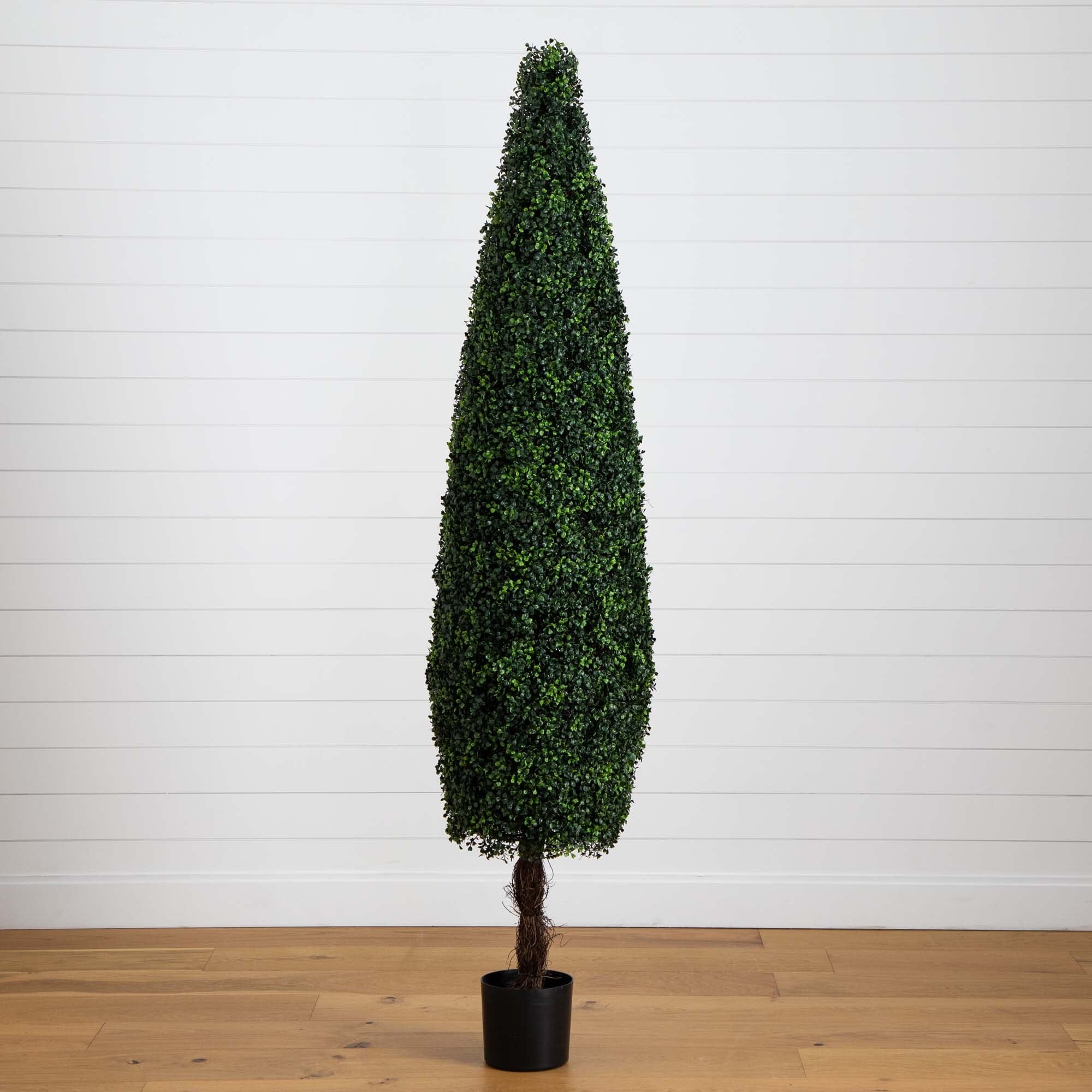 7’ UV Resistant Artificial Boxwood Topiary Cone Tree (Indoor/Outdoor ...
