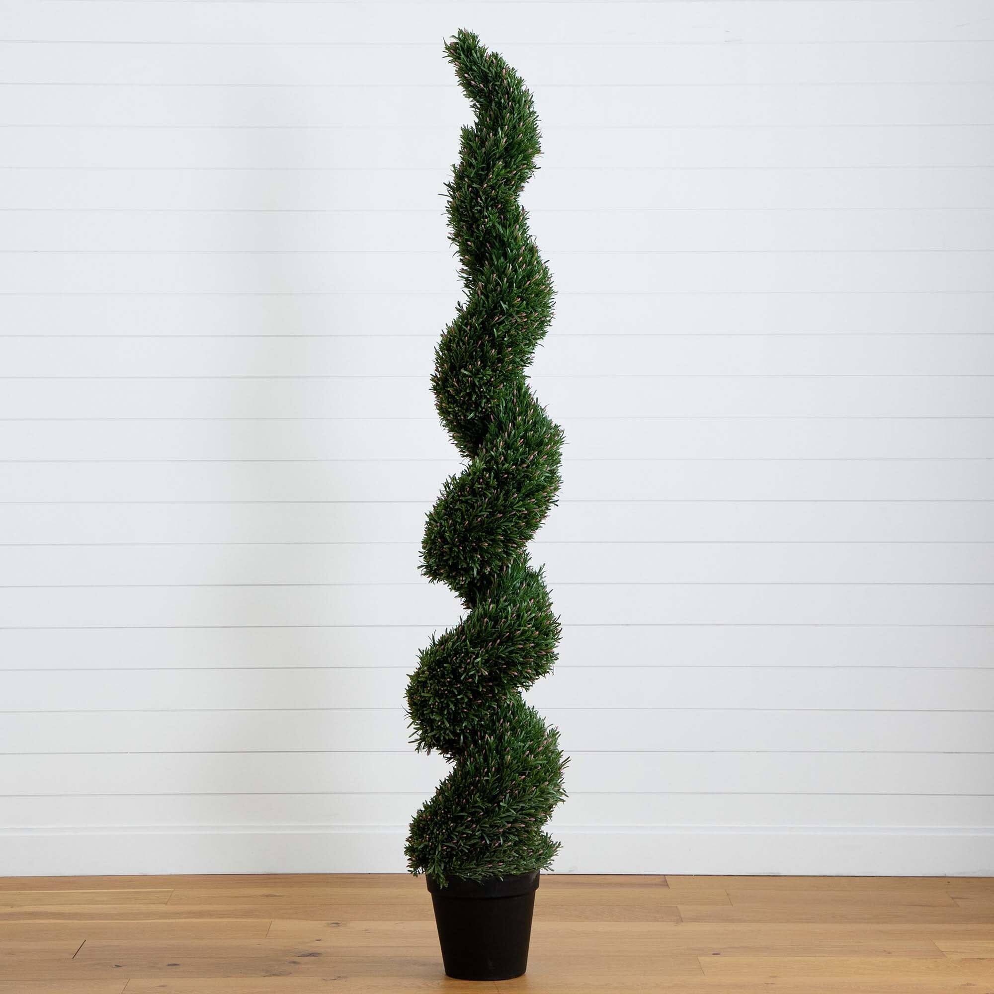 7' UV Resistant Artificial Rosemary Spiral Topiary Tree (Indoor/Outdoor ...