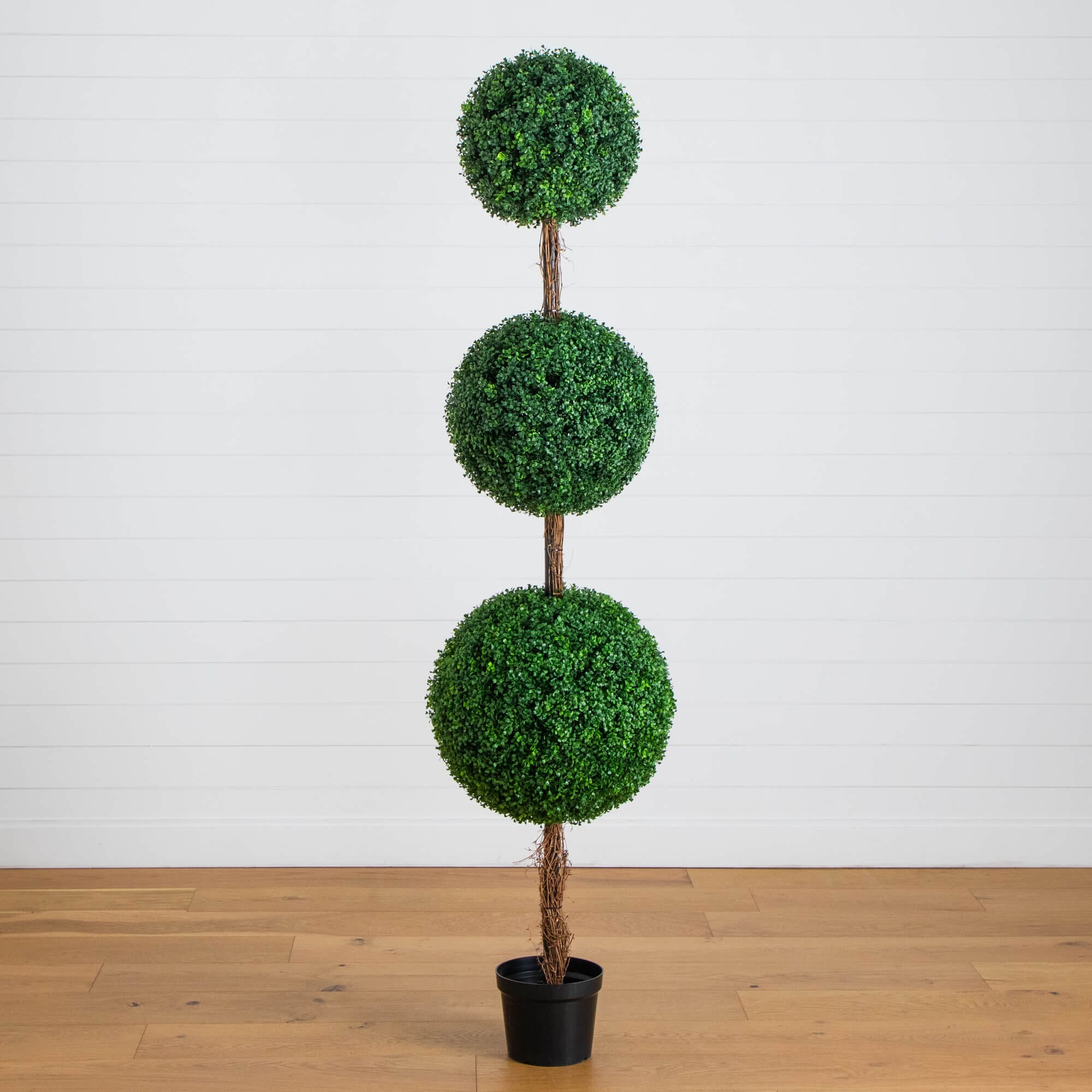 7' UV Resistant Artificial Triple Ball Boxwood Topiary Tree (Indoor/Ou ...