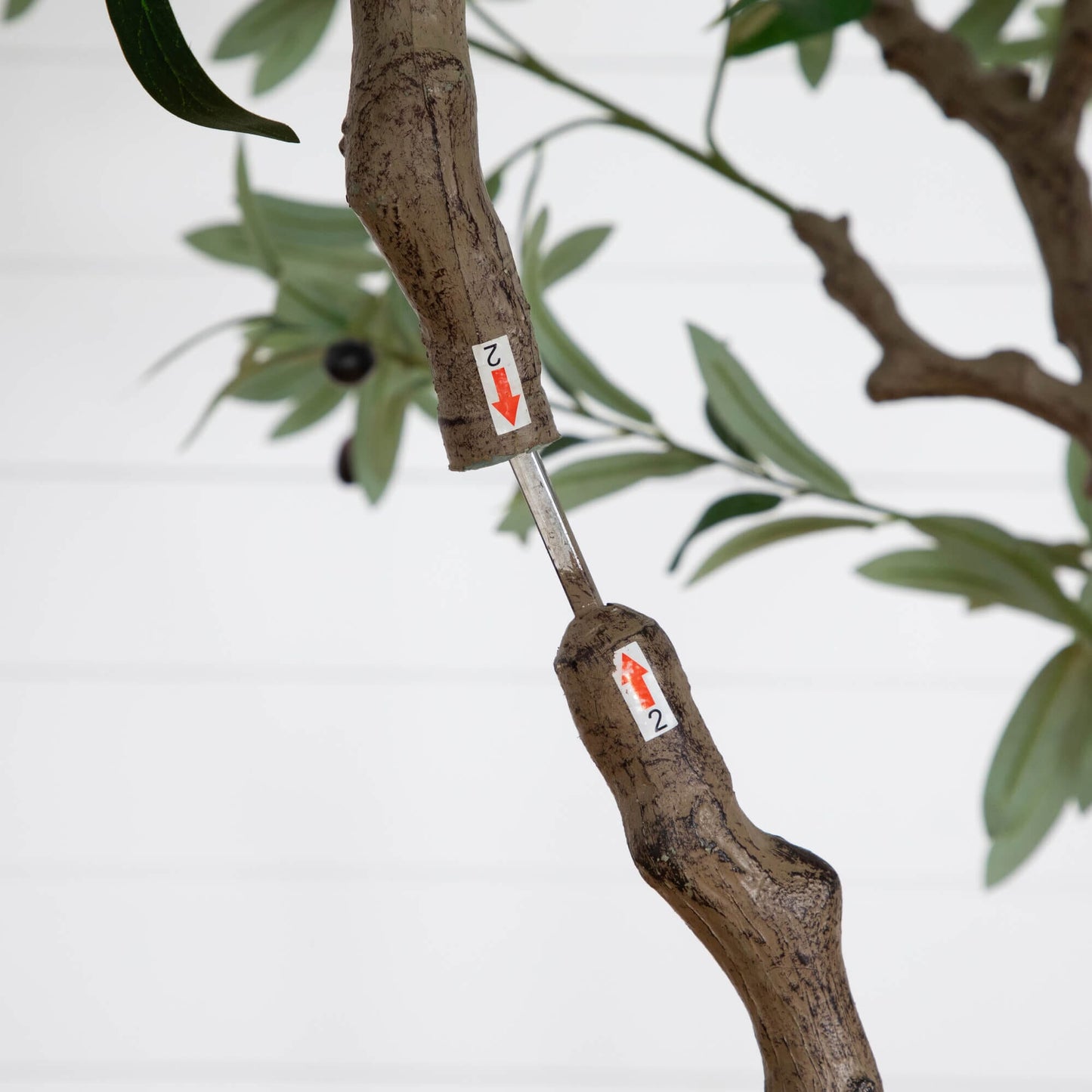 8’ Artificial Grand Olive Tree in White Decorative Planter | Nearly Natural