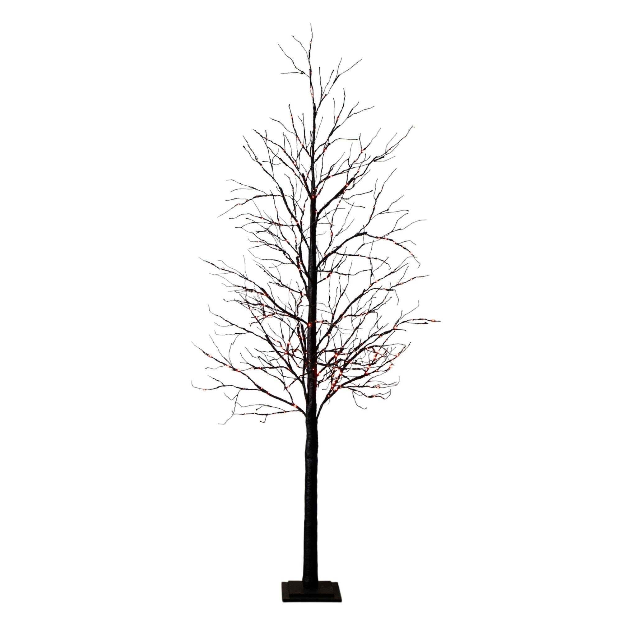 8' Pre-Lit Halloween Black Twig Artificial Tree with 510 Orange & Purp ...