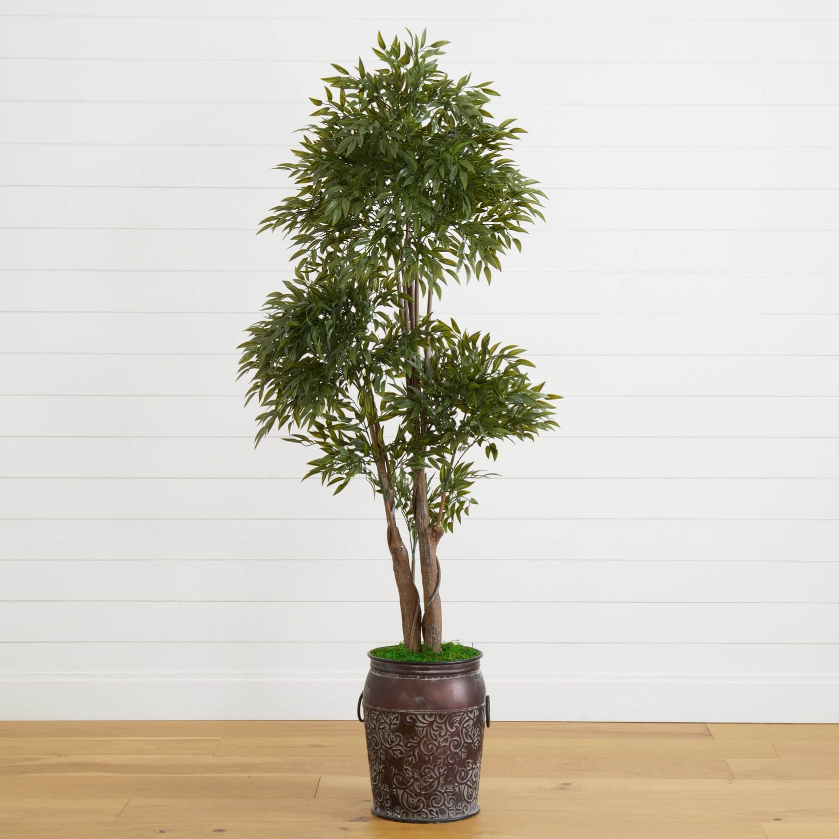 82” Ruscus Artificial Tree in Planter UV Resistant (Indoor/Outdoor ...