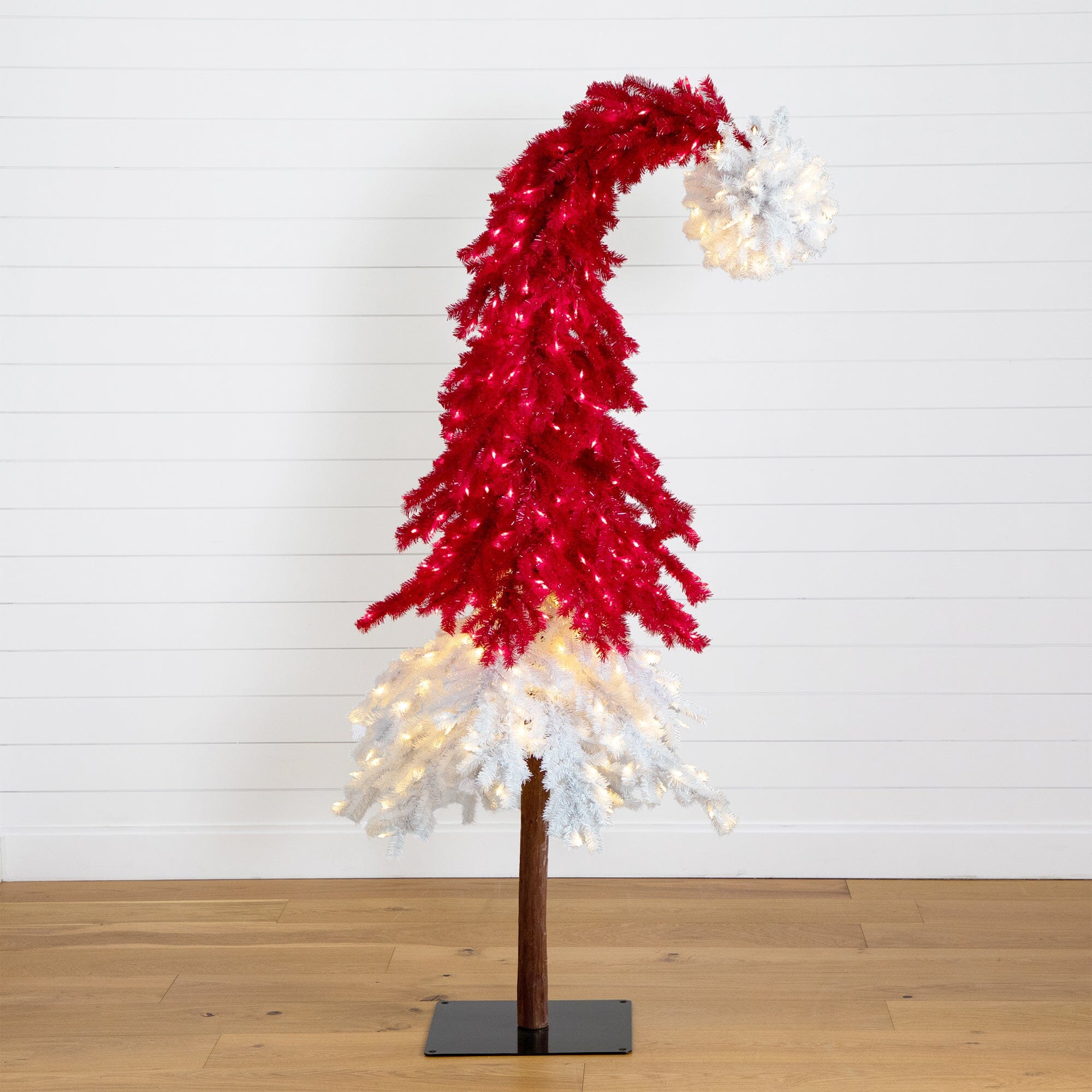 9’ Holiday Red Santa’s Hat Christmas Tree with 500 LED lights and 1272 ...