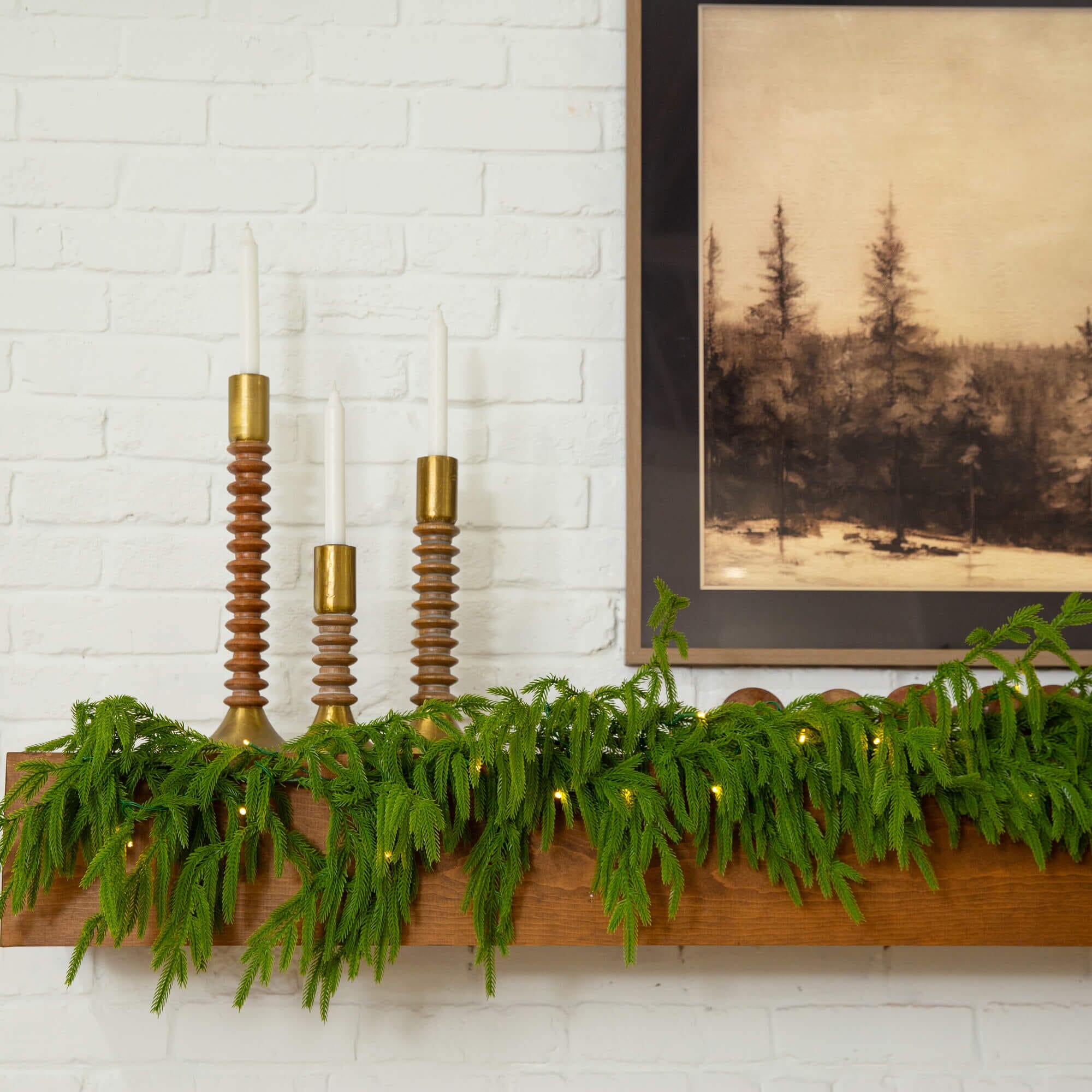 9' Pre-Lit Artificial Real Touch Norfolk Island Pine Garland with 50 W ...