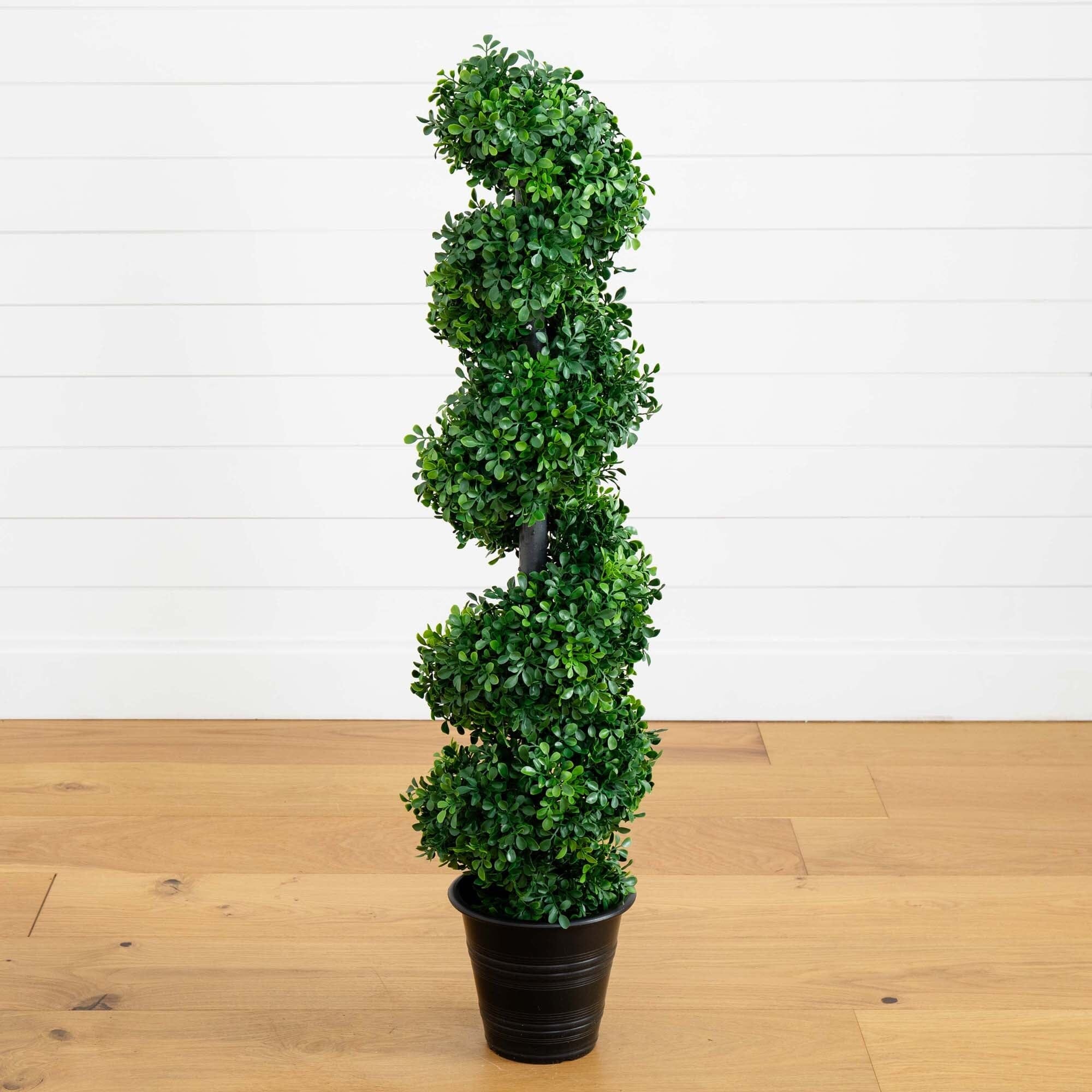 Boxwood Spiral Topiary with Planter (Indoor/Outdoor) | Nearly Natural