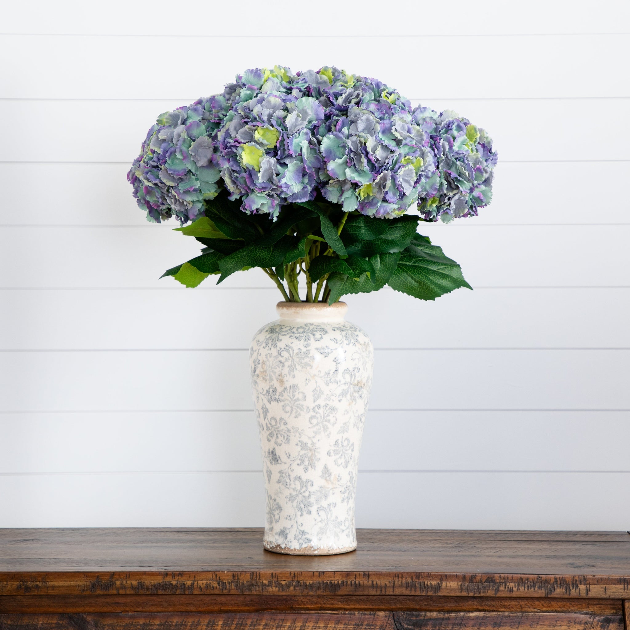 Signature Collection 30” Artificial Hydrangea Arrangement in Ceramic ...