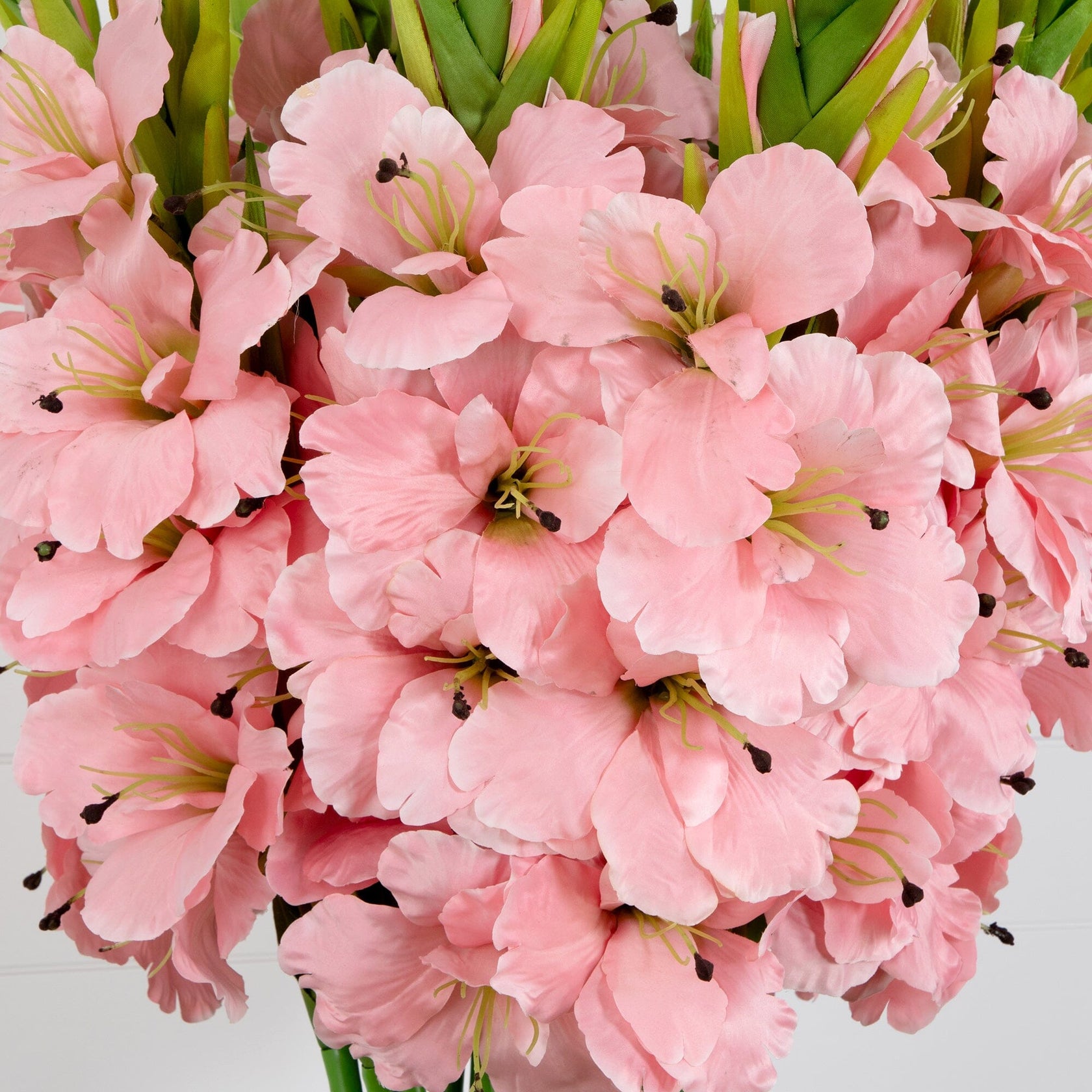 Signature Collection 44” Gladiola Artificial Arrangement in Glass Vase | Nearly Natural