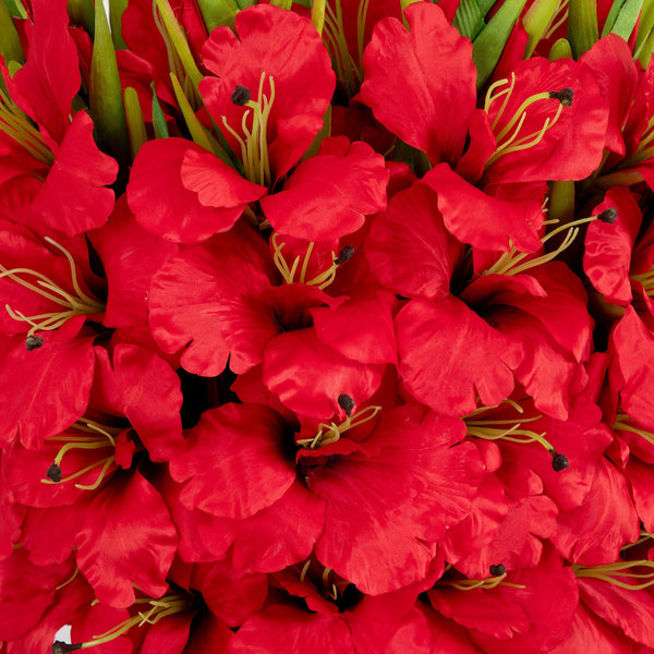 Signature Collection 44” Gladiola Artificial Arrangement in Glass Vase | Nearly Natural