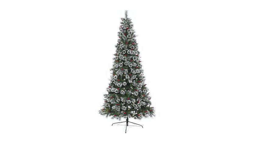 9’ Frosted Swiss Pine Artificial Christmas Tree with 700 Clear LED ...