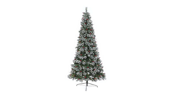 9’ Frosted Swiss Pine Artificial Christmas Tree with 700 Clear LED ...