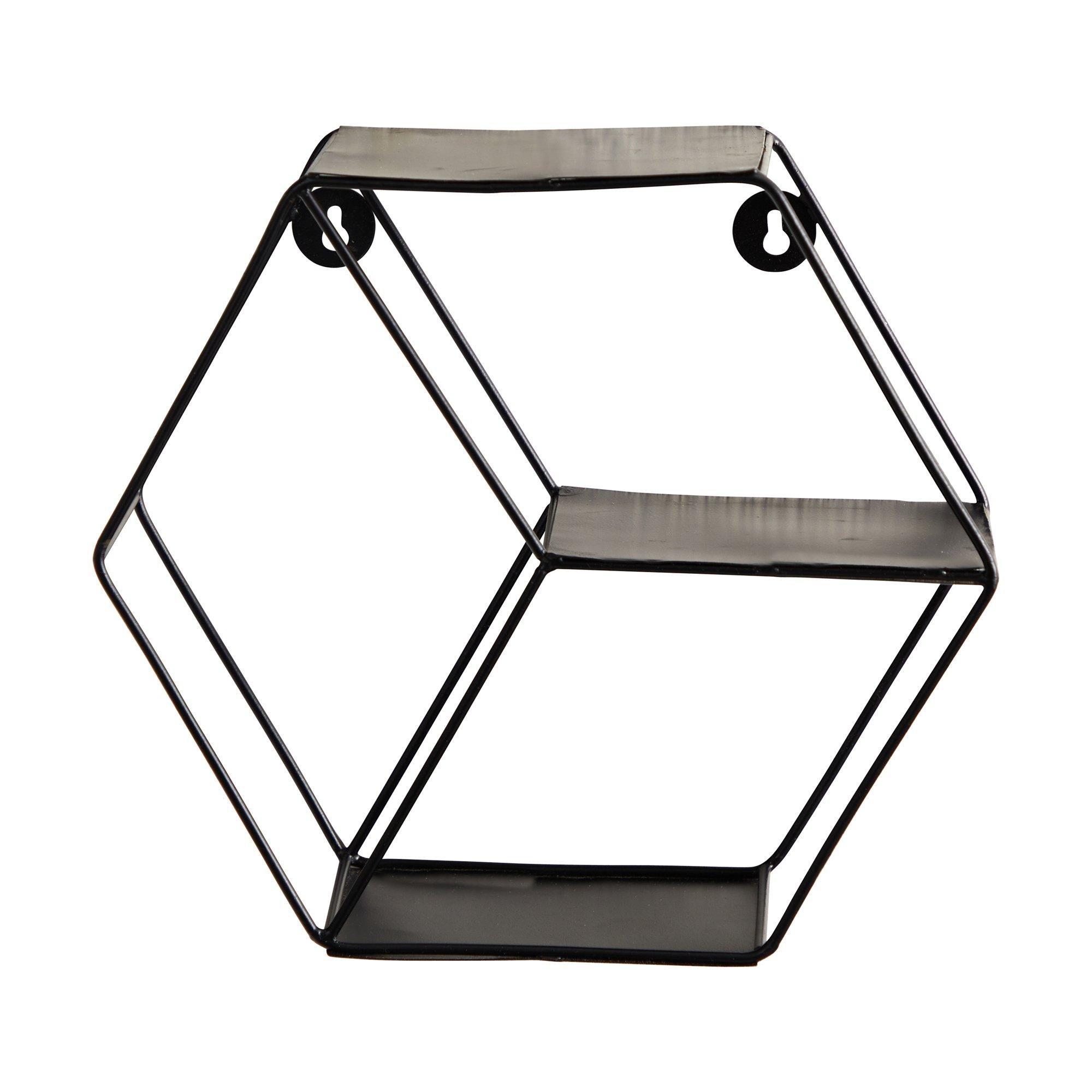 10” Black Matte Hexagon Wall Shelf | Nearly Natural