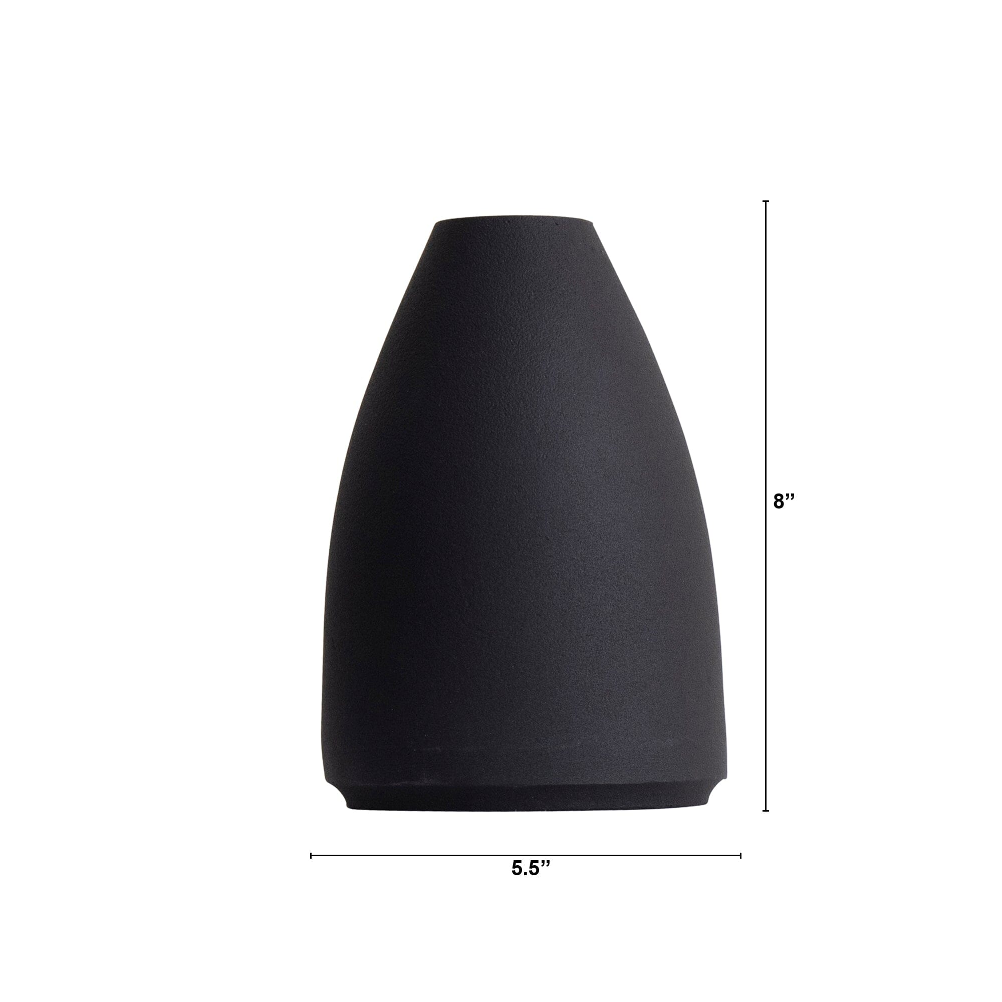 10” Cone Stone Vase Black Matte | Nearly Natural