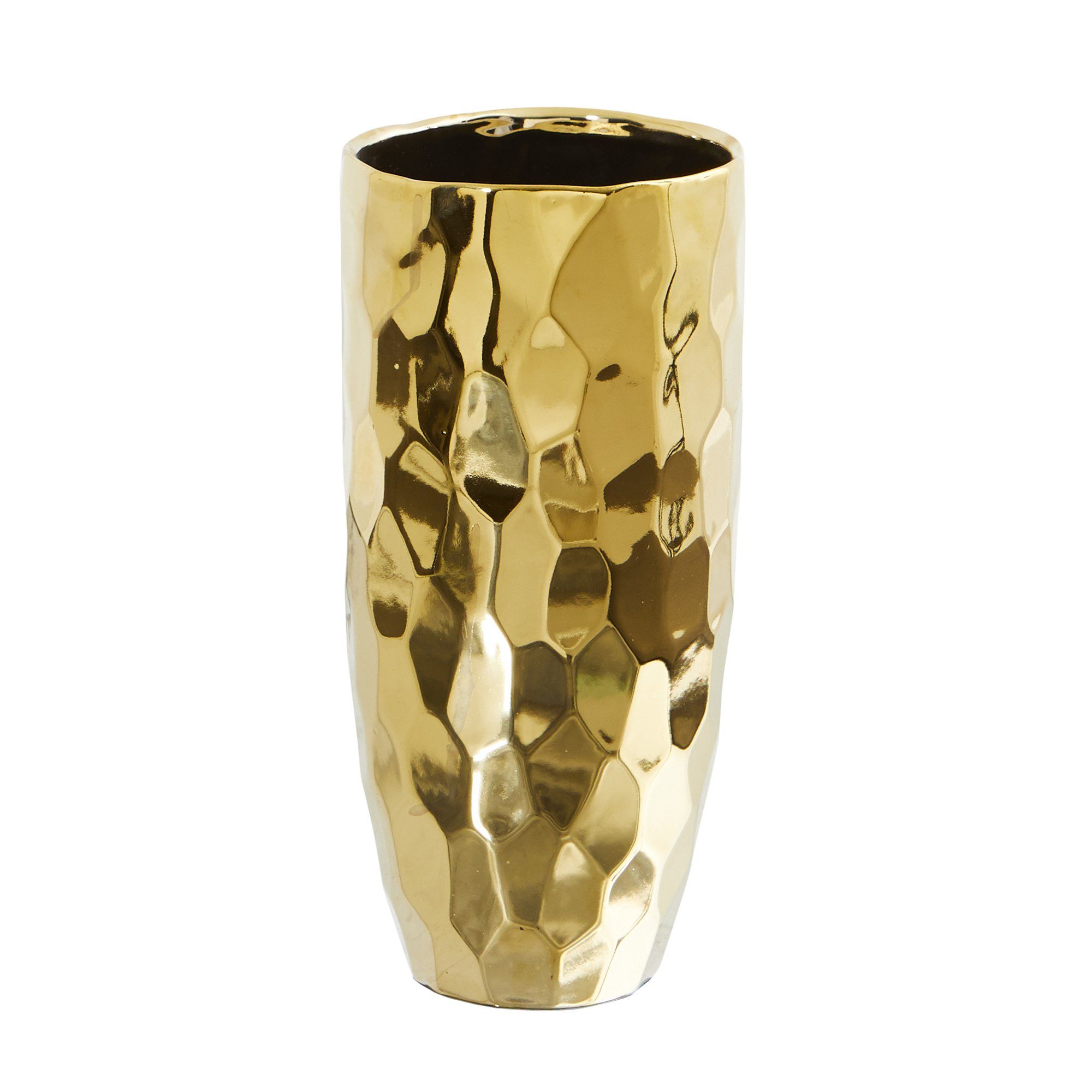 10” Designer Gold Cylinder Vase | Nearly Natural