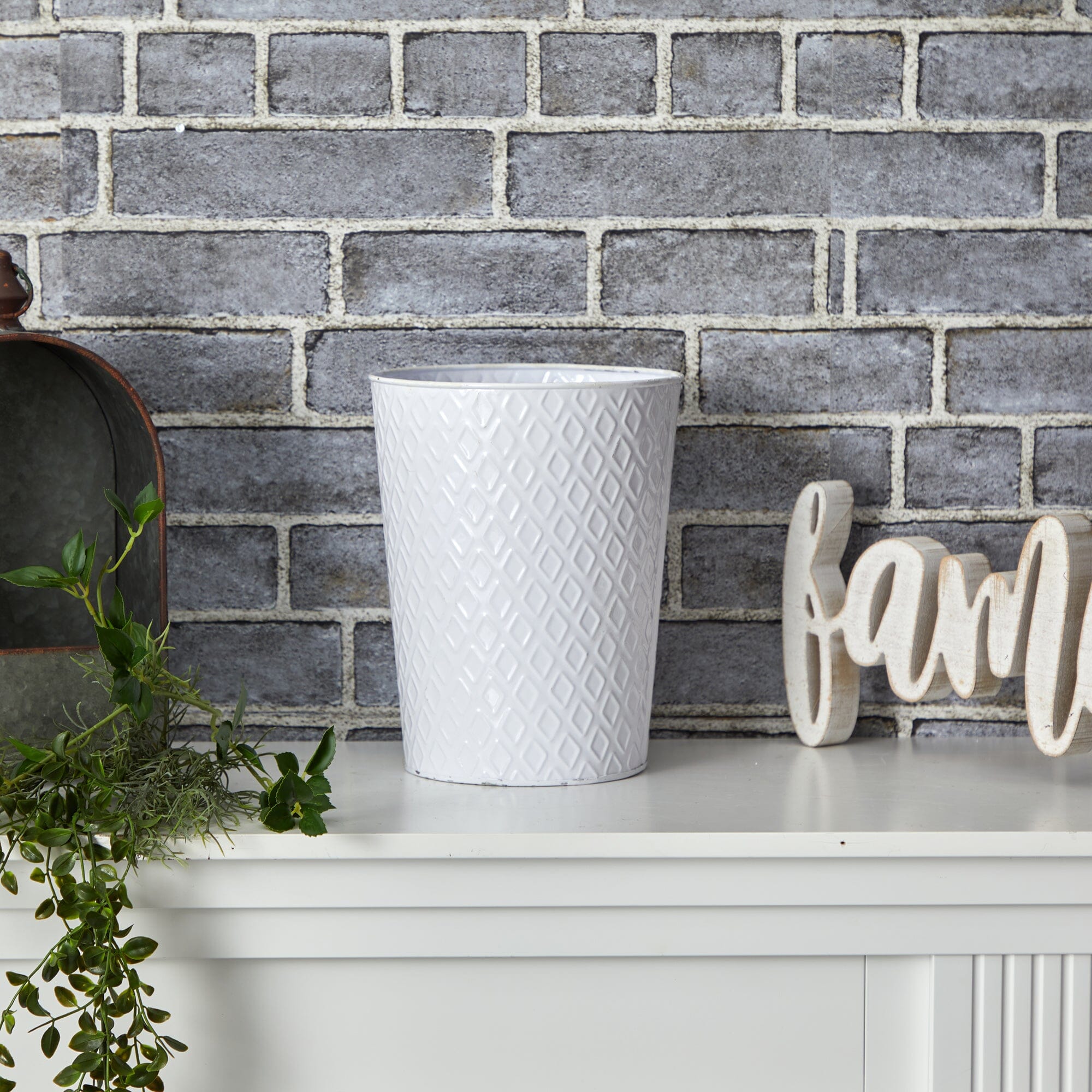 10” Embossed Tin Planter | Nearly Natural