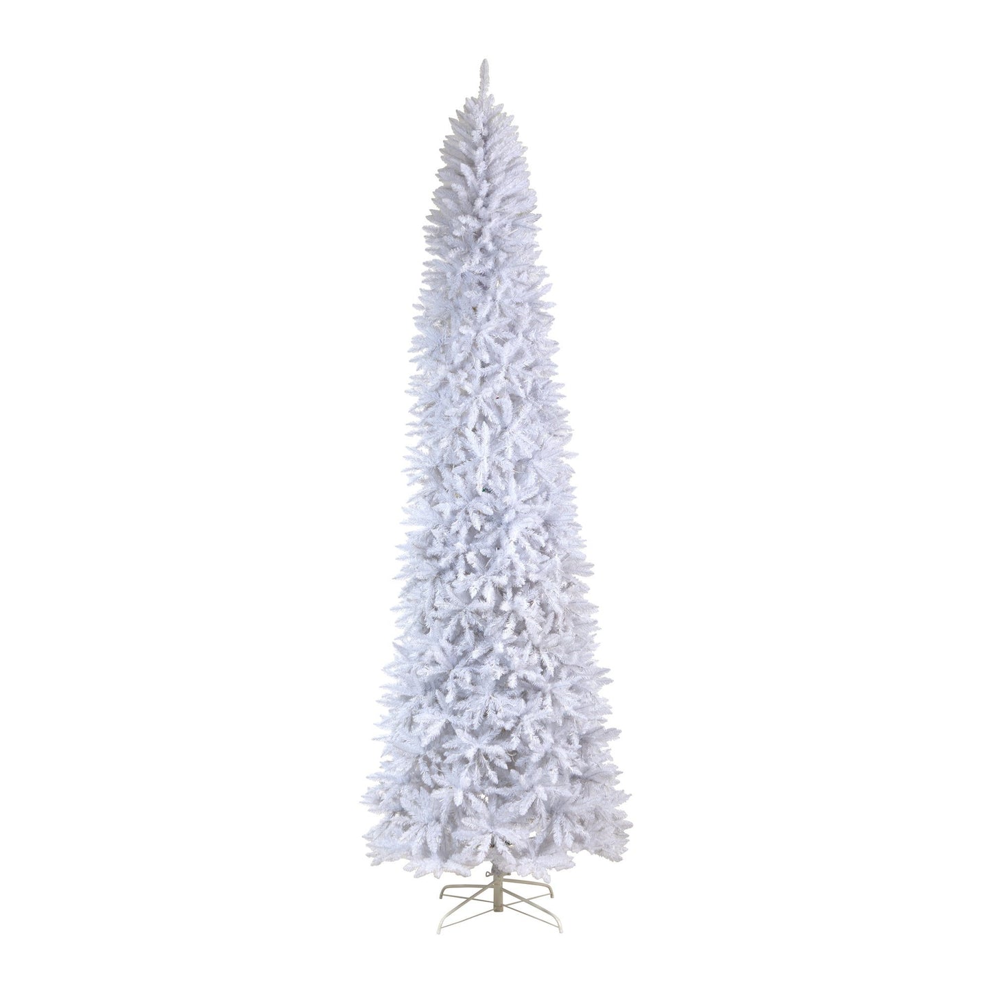 11’ Slim White Artificial Christmas Tree with 950 Warm White LED Lights ...