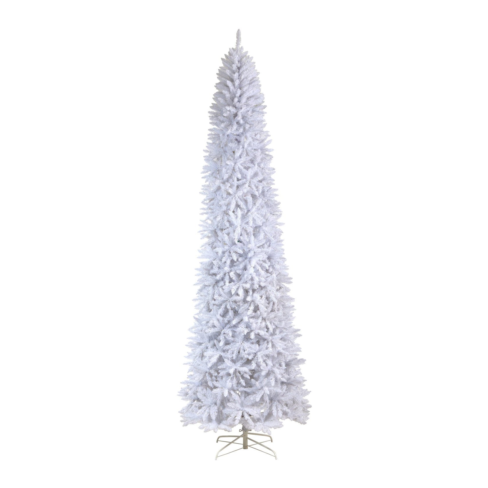 11’ Slim White Artificial Christmas Tree with 950 Warm White LED Lights ...