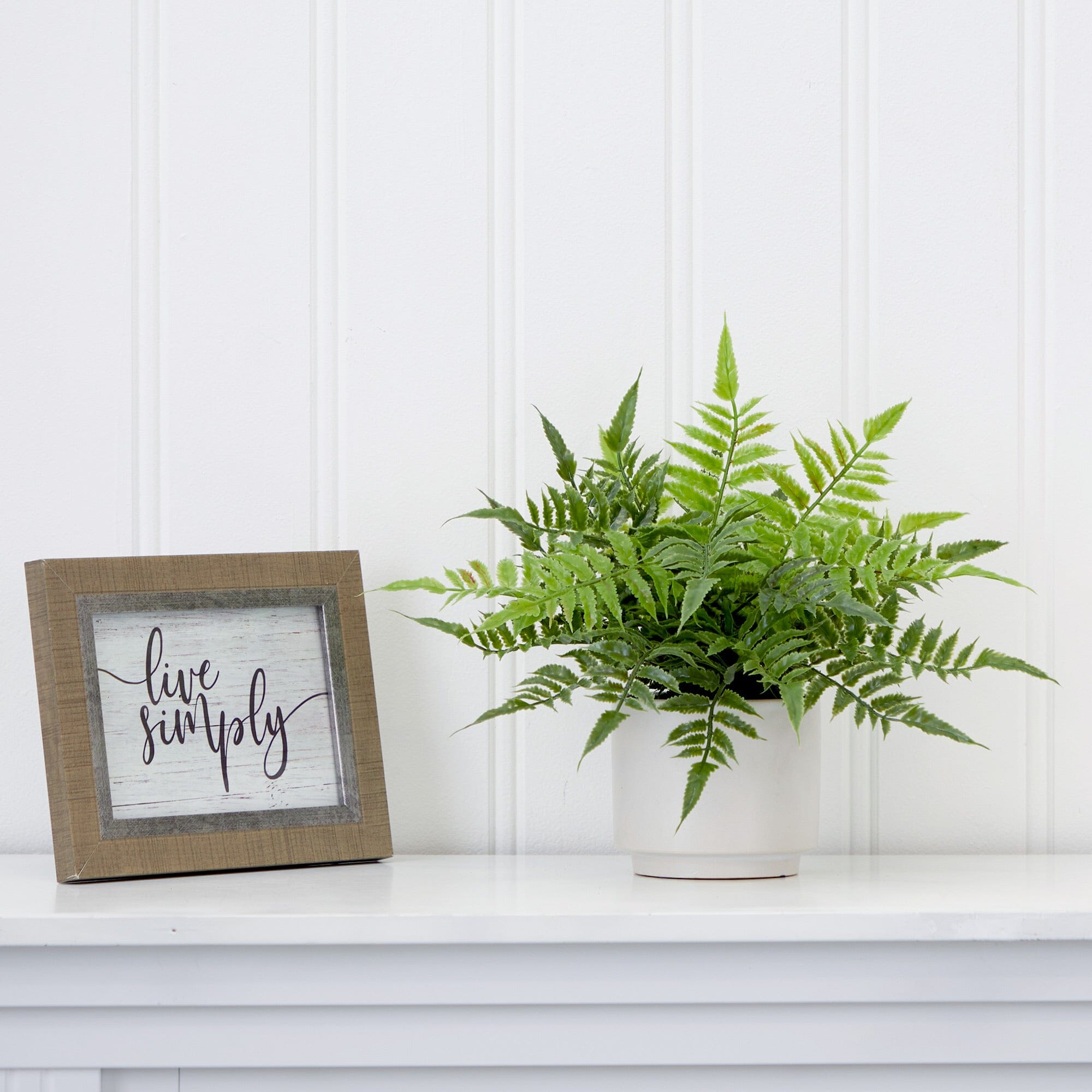 13" Artificial Boston Fern Plant with Decorative Planter | Nearly Natural