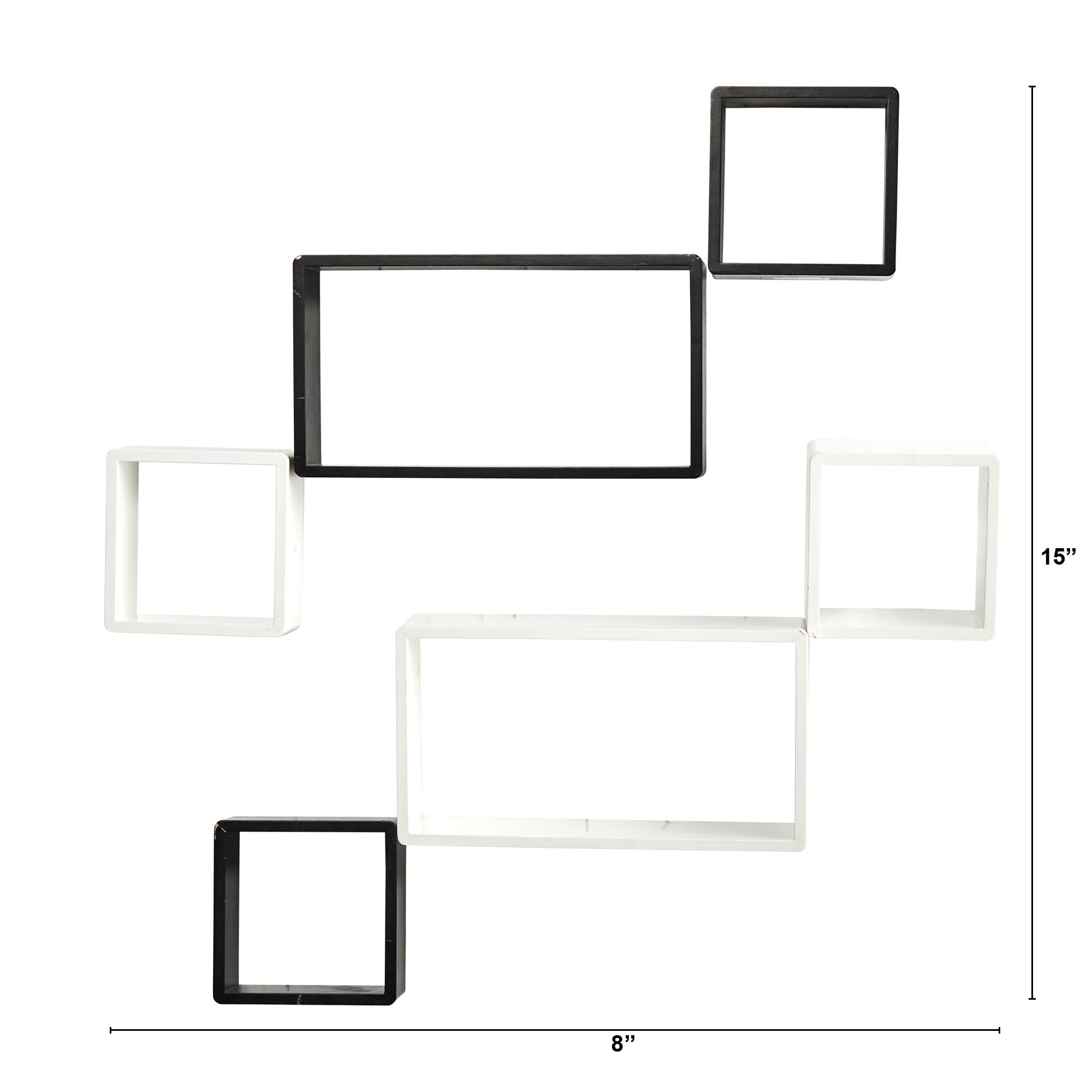 15" Modern Wall Art Décor Floating Shelves (Set of 6) | Nearly Natural"