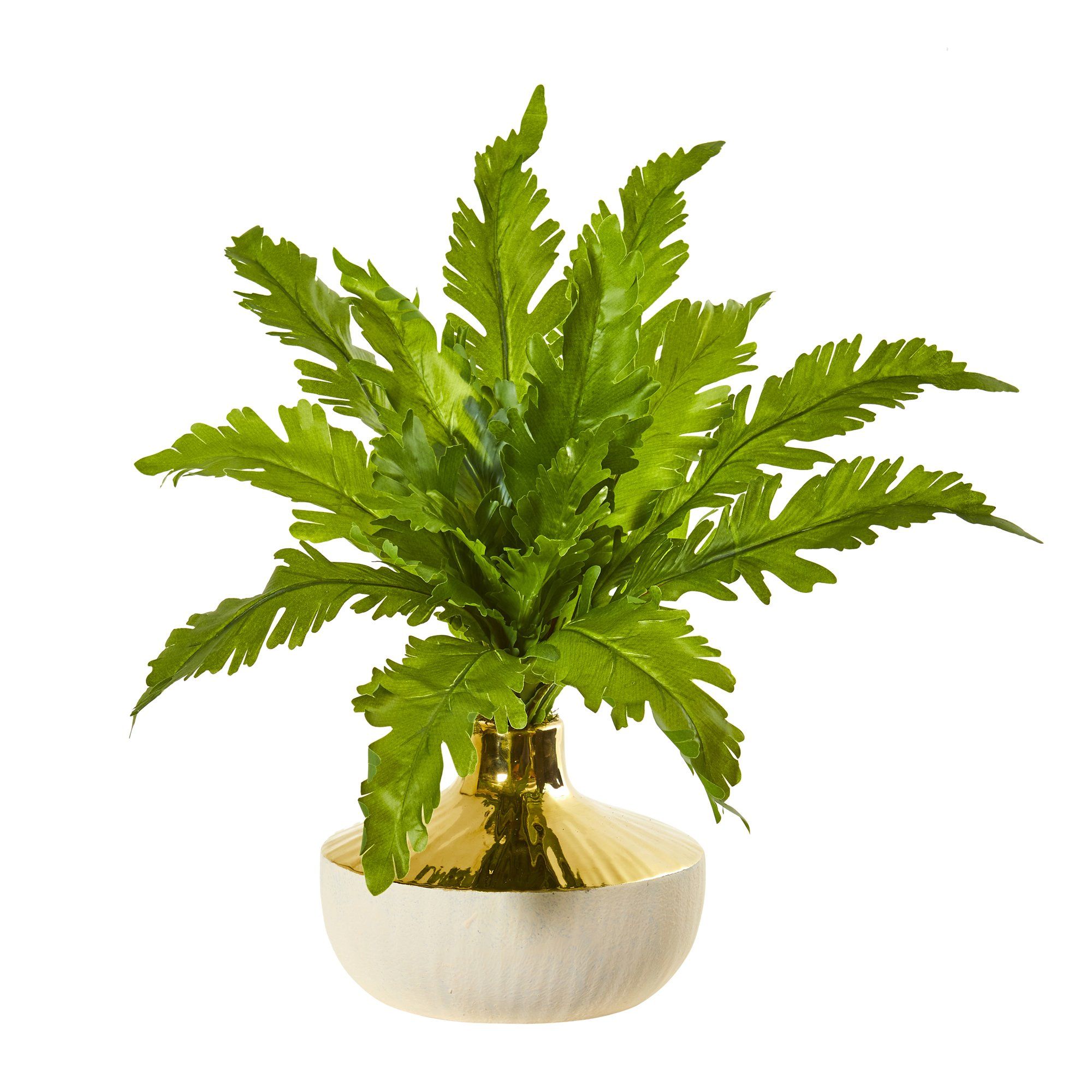16” Fern Artificial Plant in Designer Vase | Nearly Natural