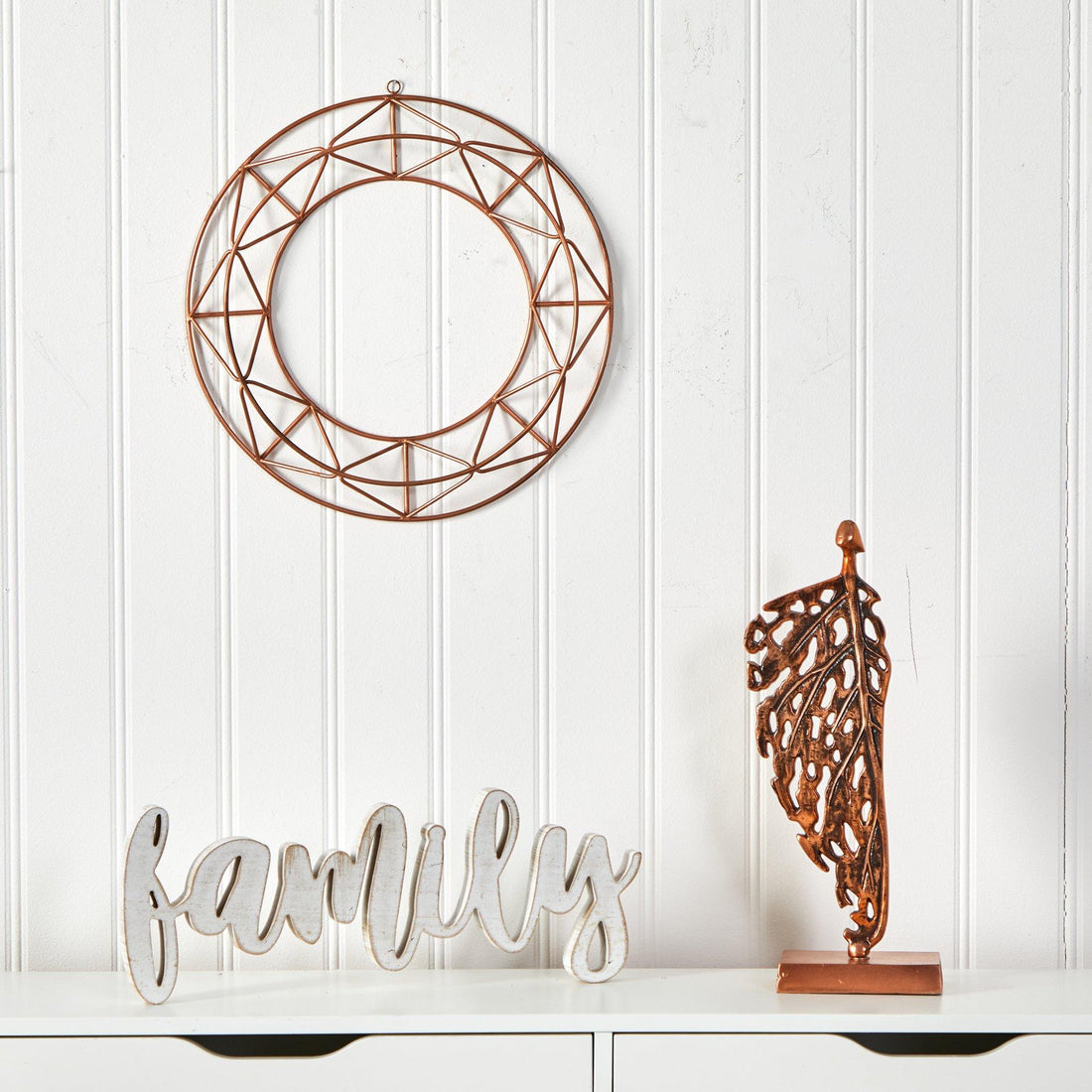 16” Geometric Copper Wall Decor | Nearly Natural
