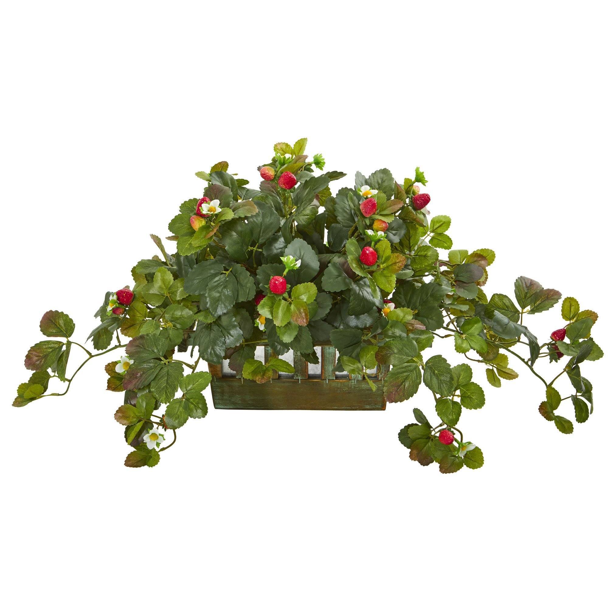 16" Strawberry Artificial Plant in Decorative Planter | Nearly Natural"