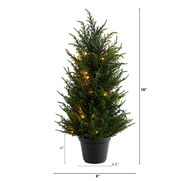 18” Cedar Artificial Tree with LED Lights UV Resistant (Indoor/Outdoor ...