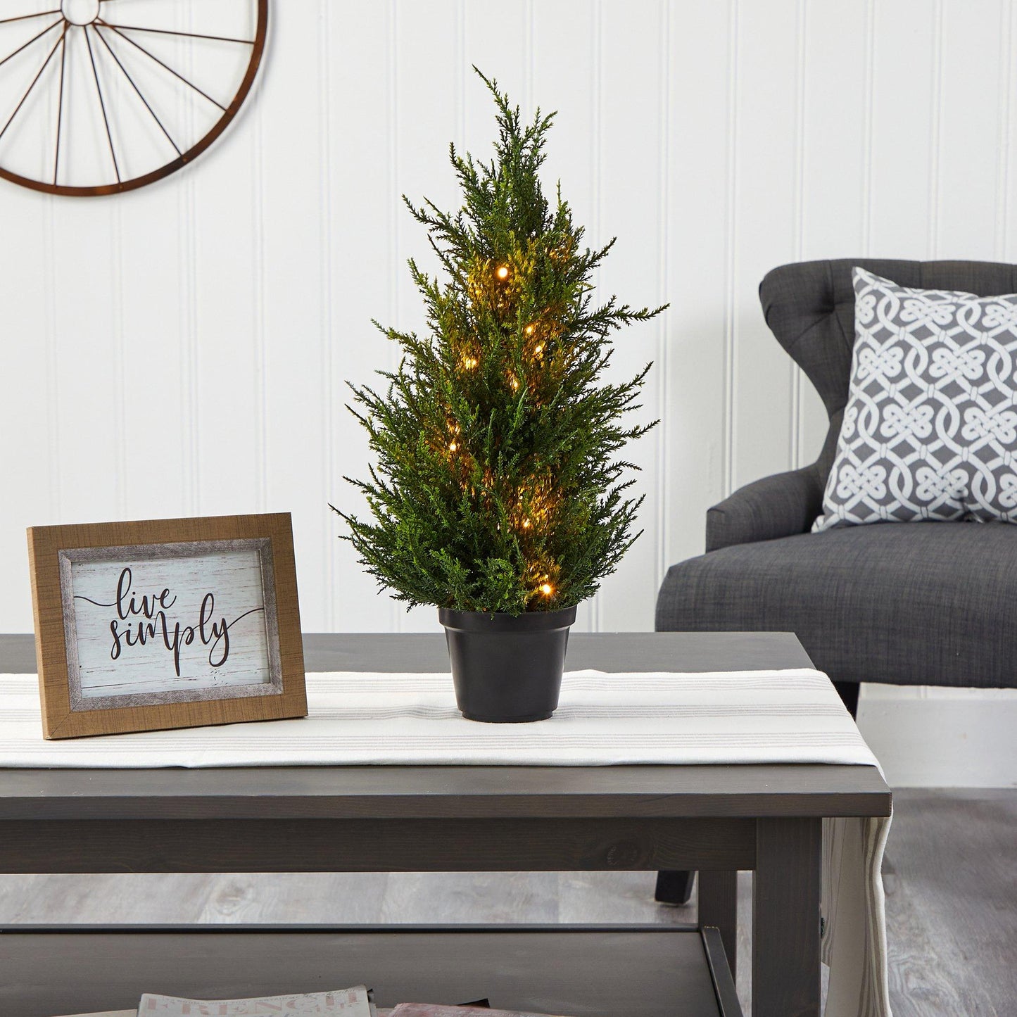 18” Cedar Artificial Tree with LED Lights UV Resistant (Indoor/Outdoor ...