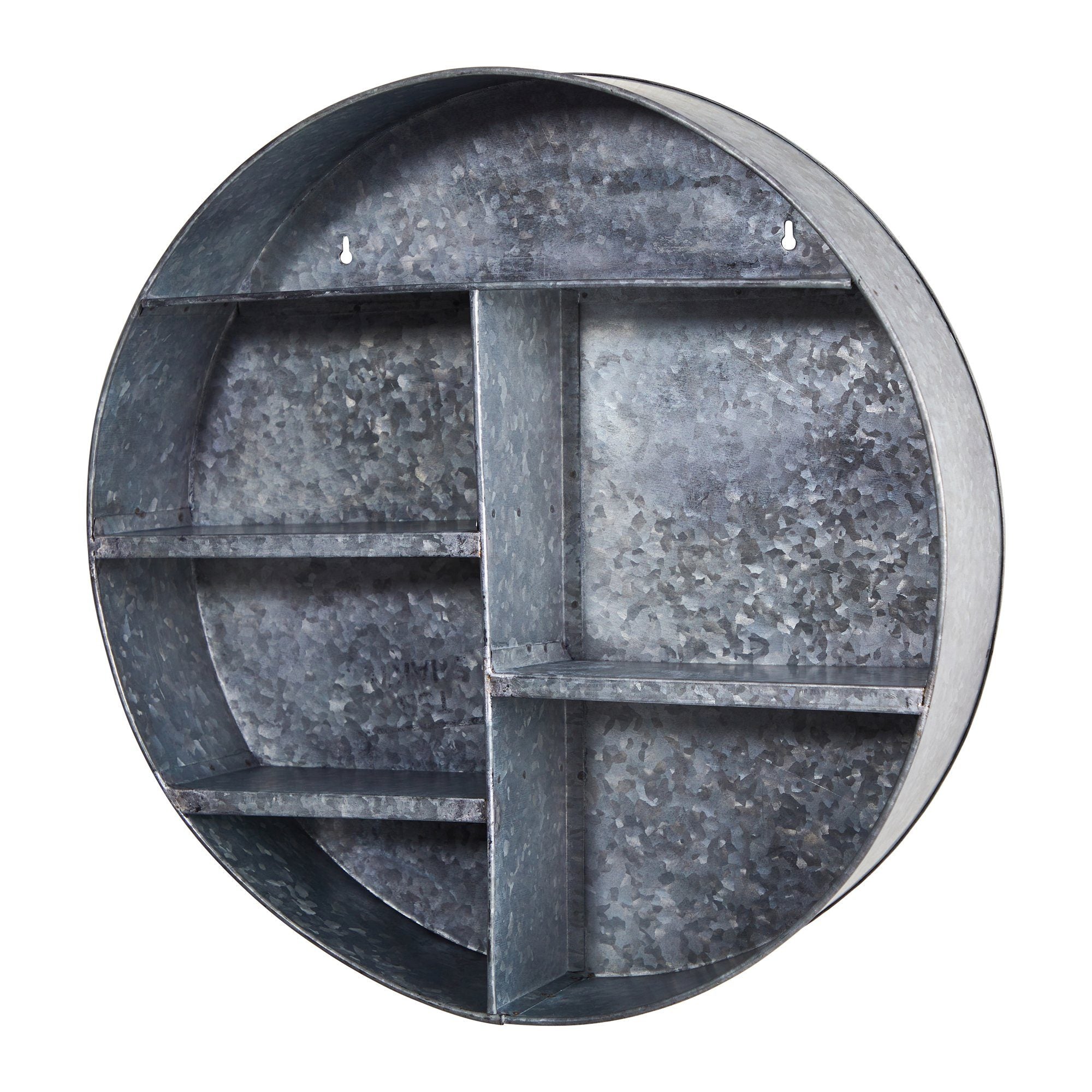 18” Galvanized Circular Metal Wall Mounted Shelf with Four Tier Shelves ...