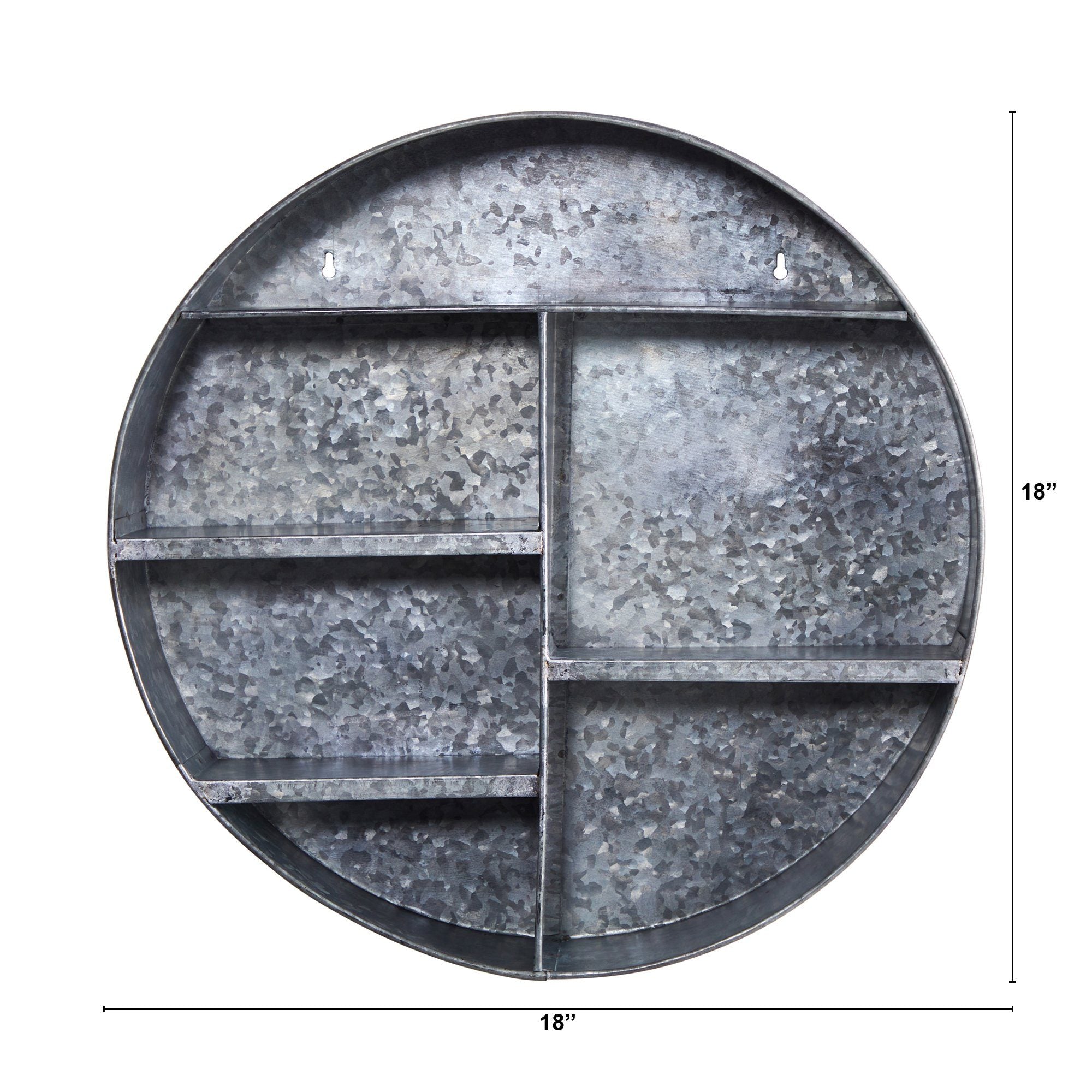 18” Galvanized Circular Metal Wall Mounted Shelf with Four Tier Shelves ...