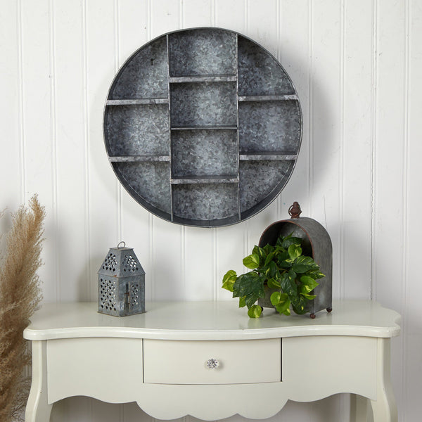 23” Galvanized Round Metal Wall Mounted Shelf System | Nearly Natural