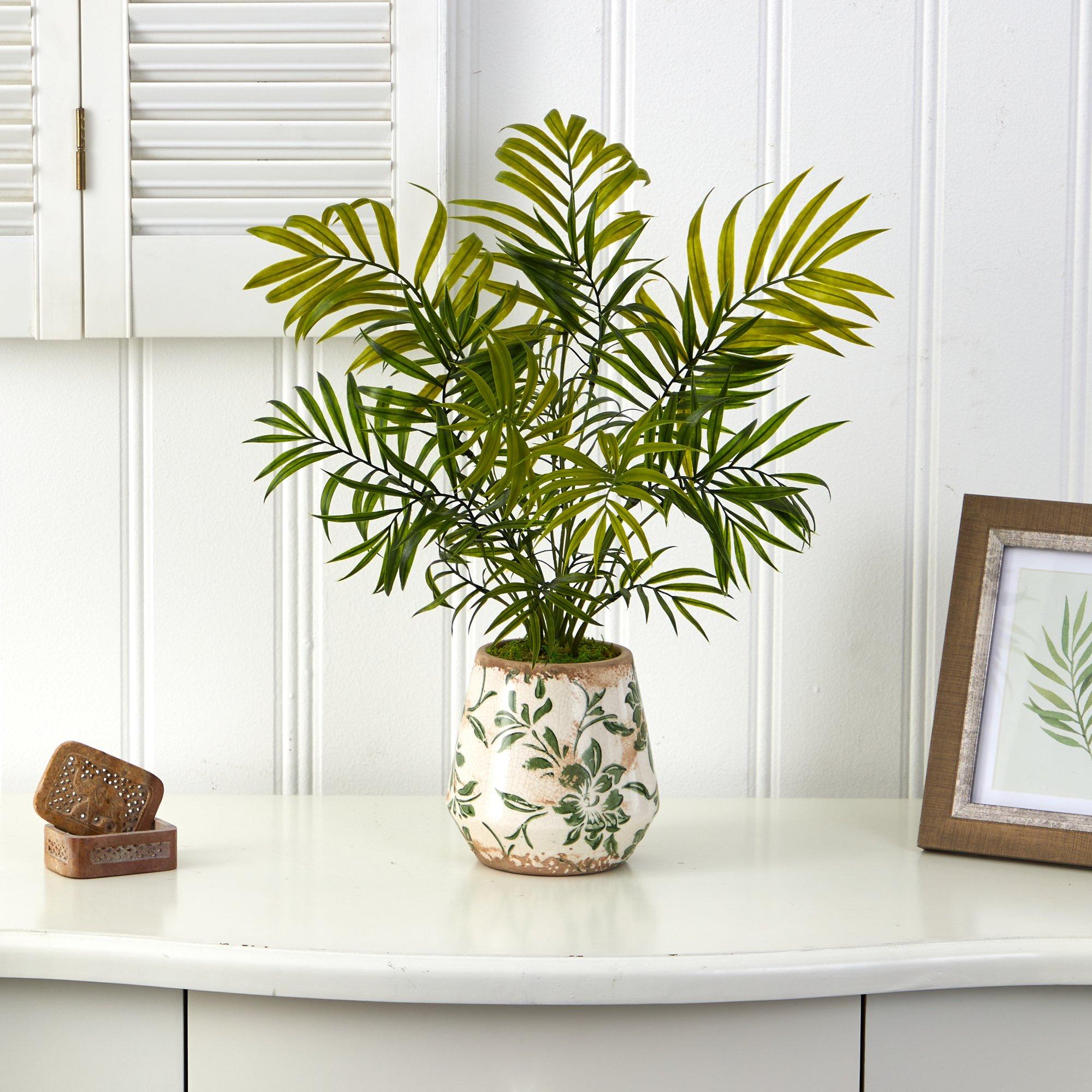 18” Mini Areca Palm Artificial Plant in Floral Vase | Nearly Natural