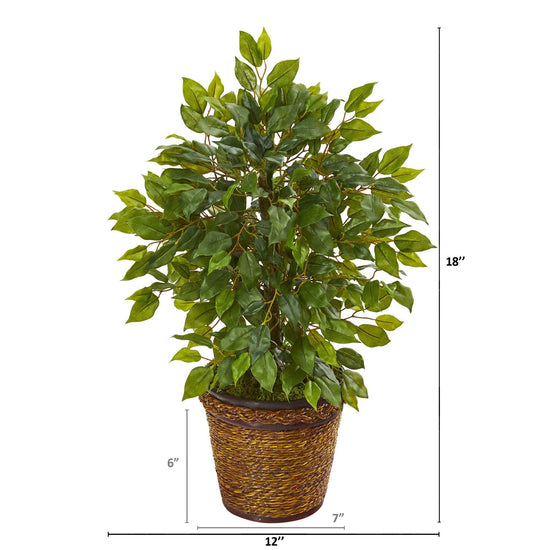 18” Mini Ficus Artificial Tree in Basket | Nearly Natural