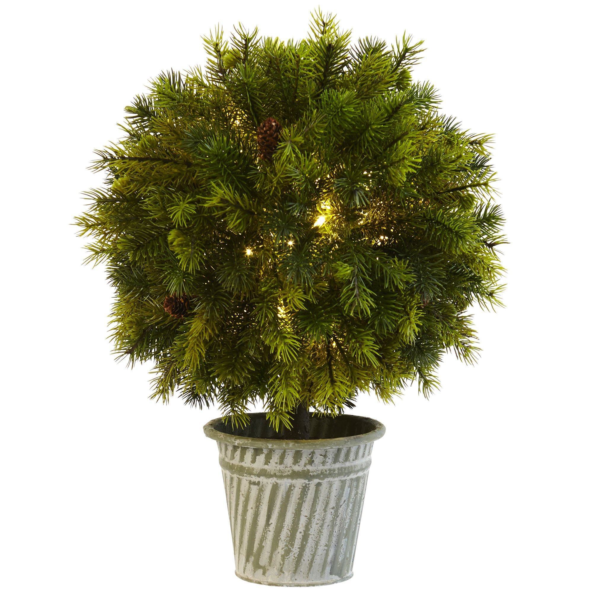 18” Pine Ball in Iron Top | Nearly Natural