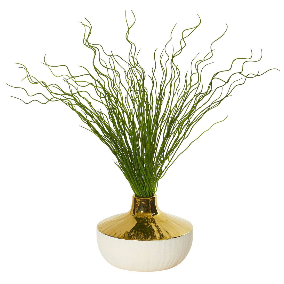 19” Curly Grass Artificial Plant in Designer Planter | Nearly Natural