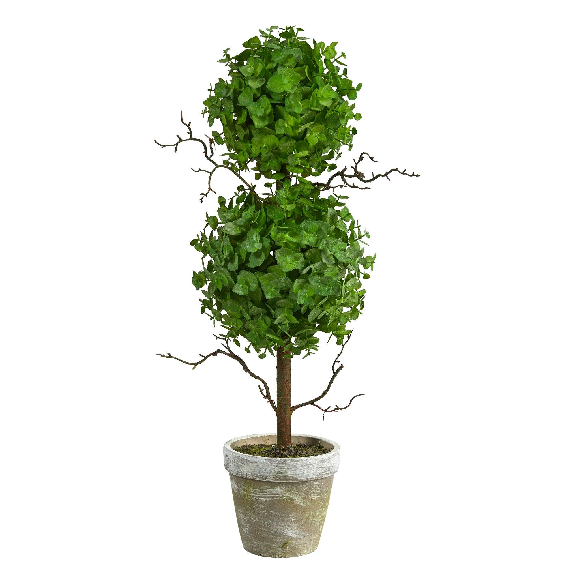 2’ Eucalyptus Double Ball Topiary Artificial Tree | Nearly Natural