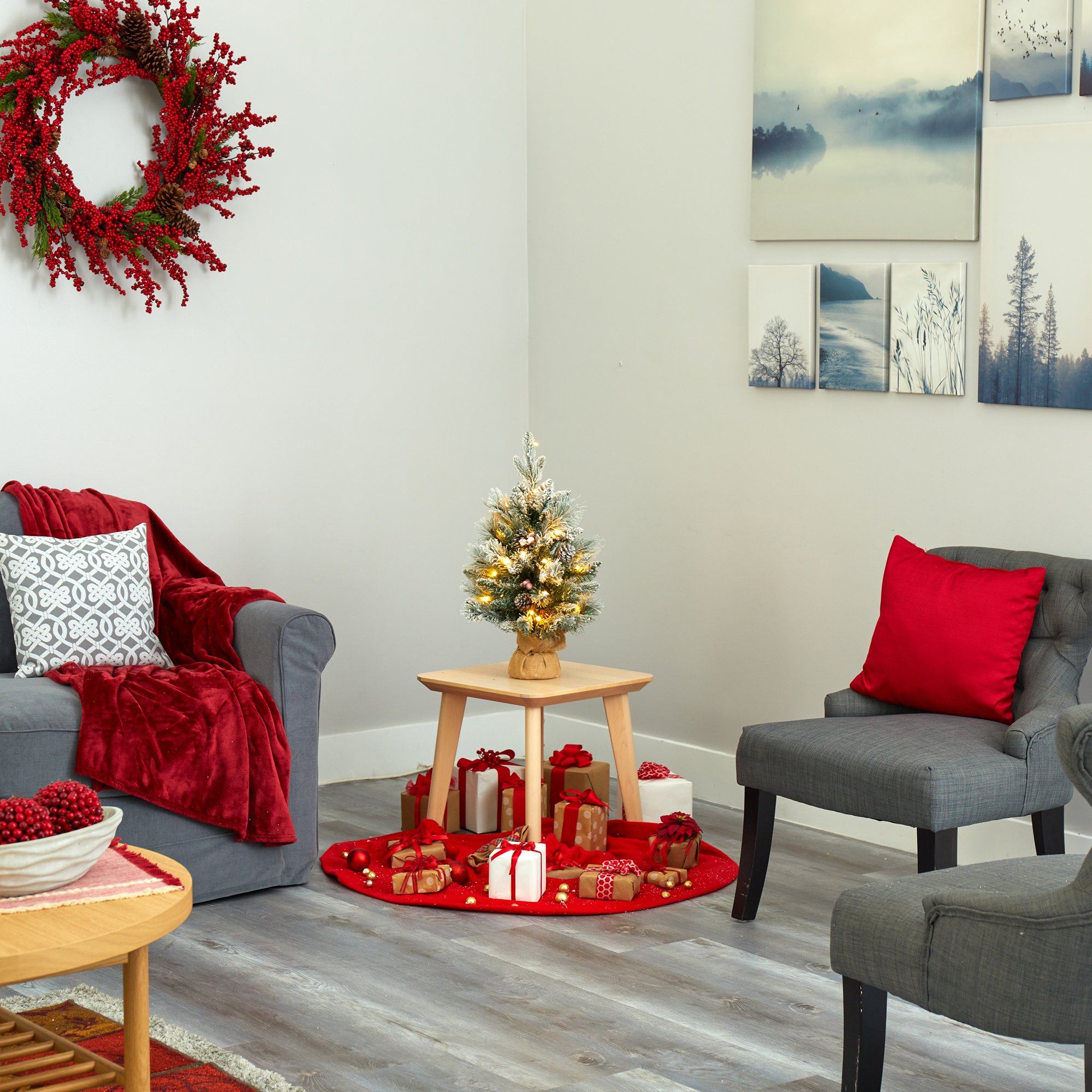 Flocked artificial christmas tree store