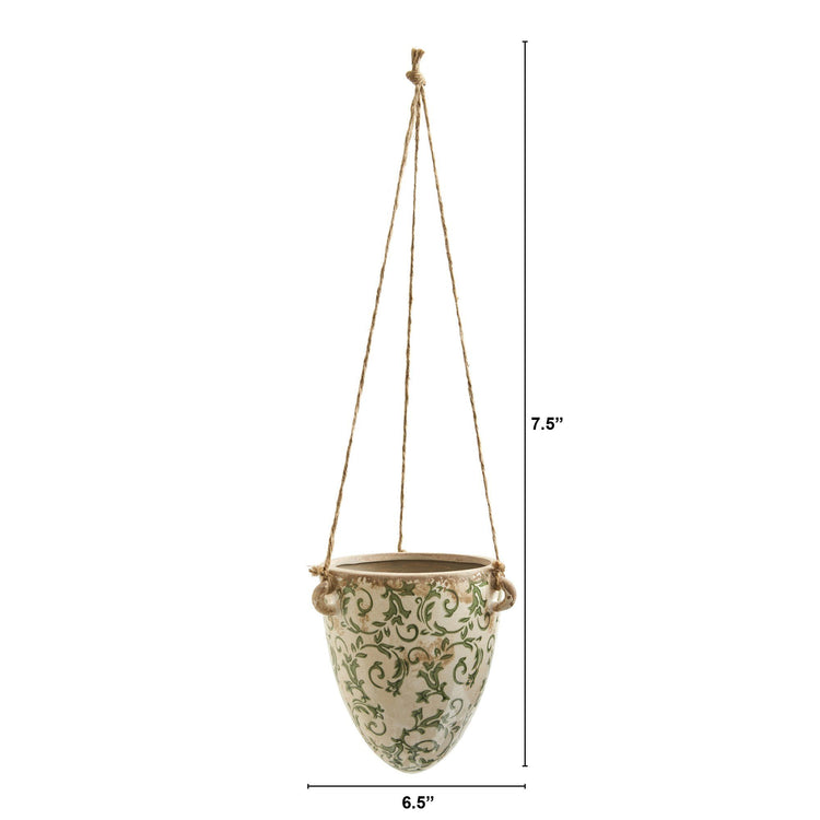 2’ Tuscan Hanging Ceramic Scroll Planter | Nearly Natural