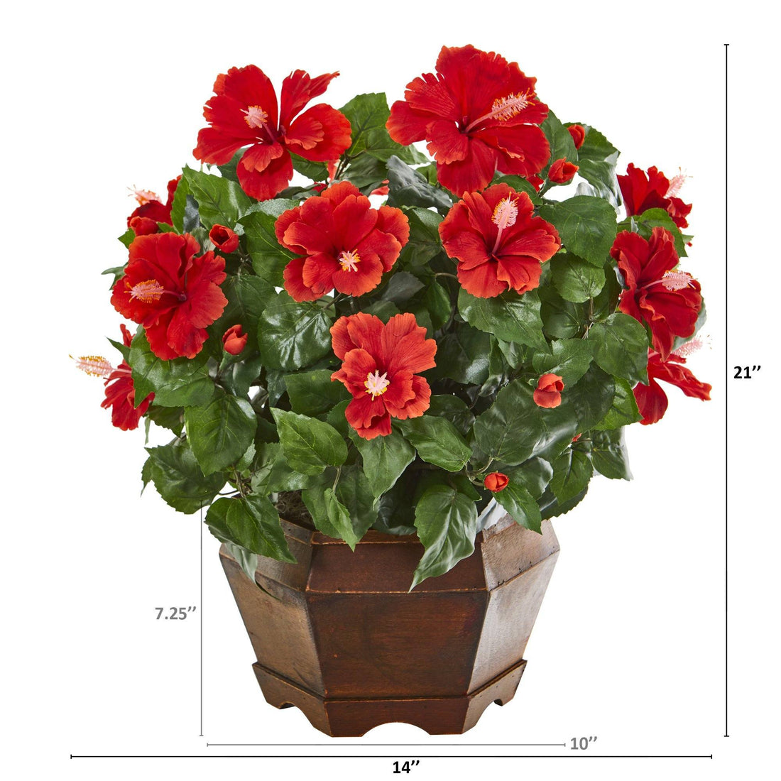 21” Hibiscus Artificial Plant in Decorative Planter | Nearly Natural