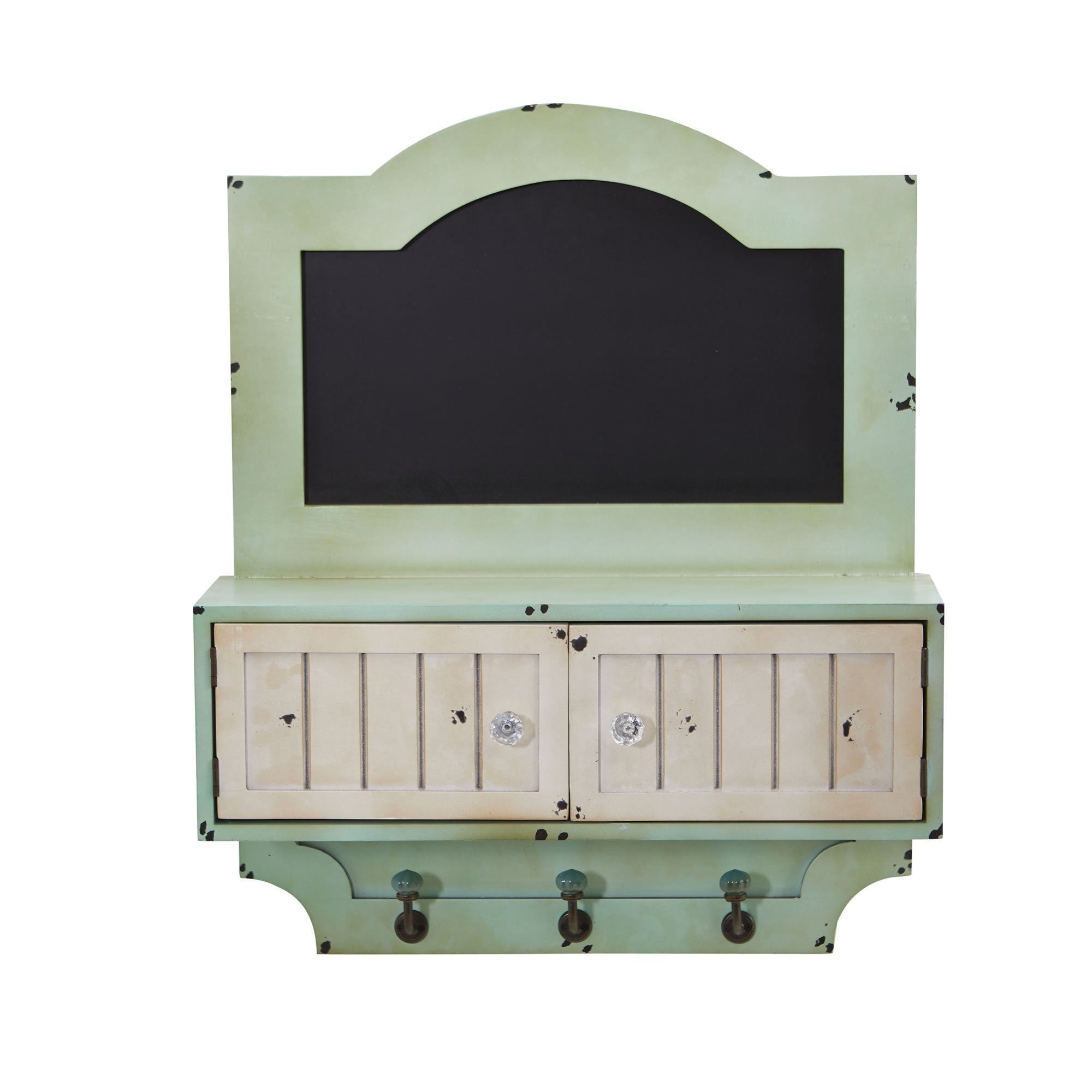 21.5” Vintage Chalkboard Wall Organizer With Doors and Hooks | Nearly ...
