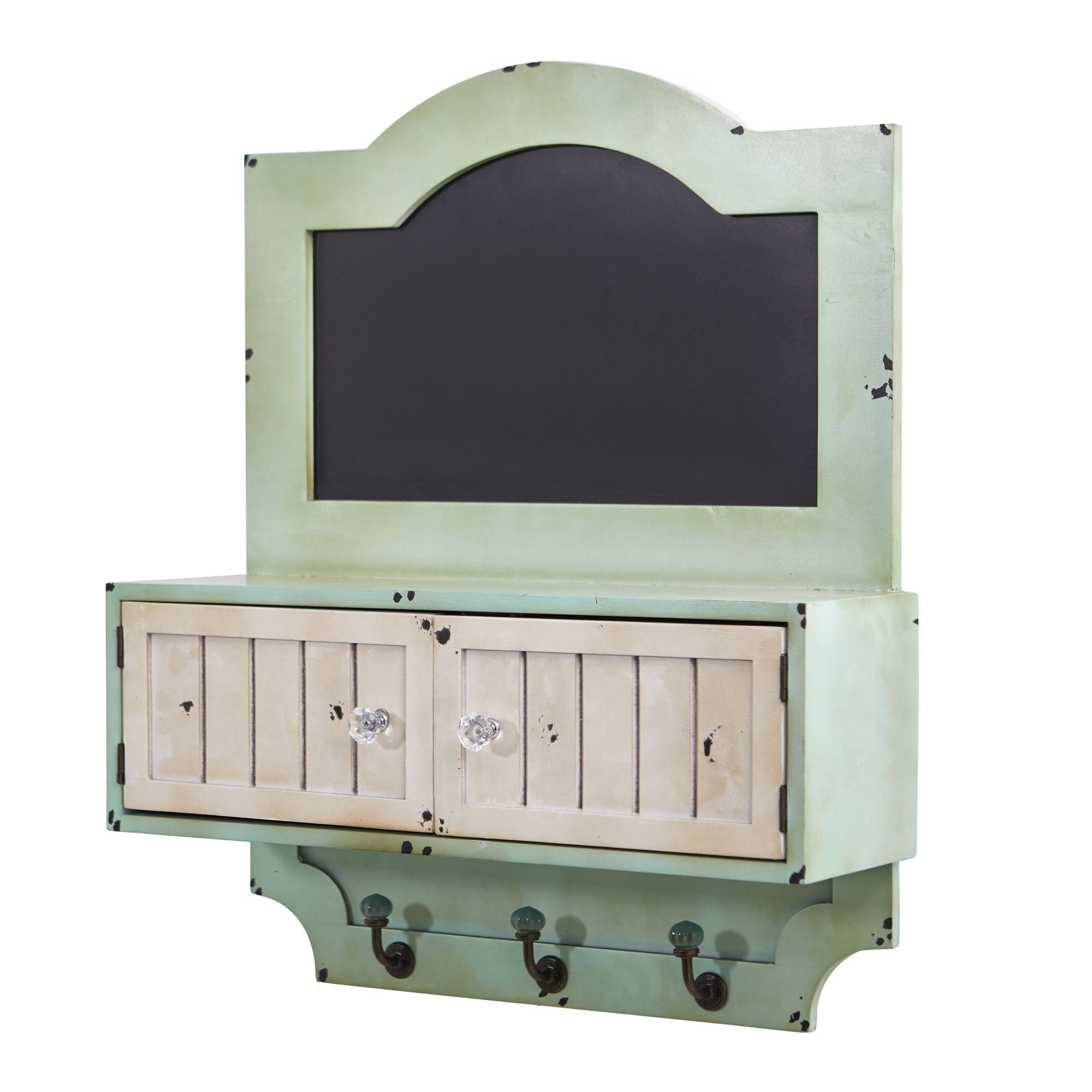 21.5” Vintage Chalkboard Wall Organizer With Doors and Hooks | Nearly ...
