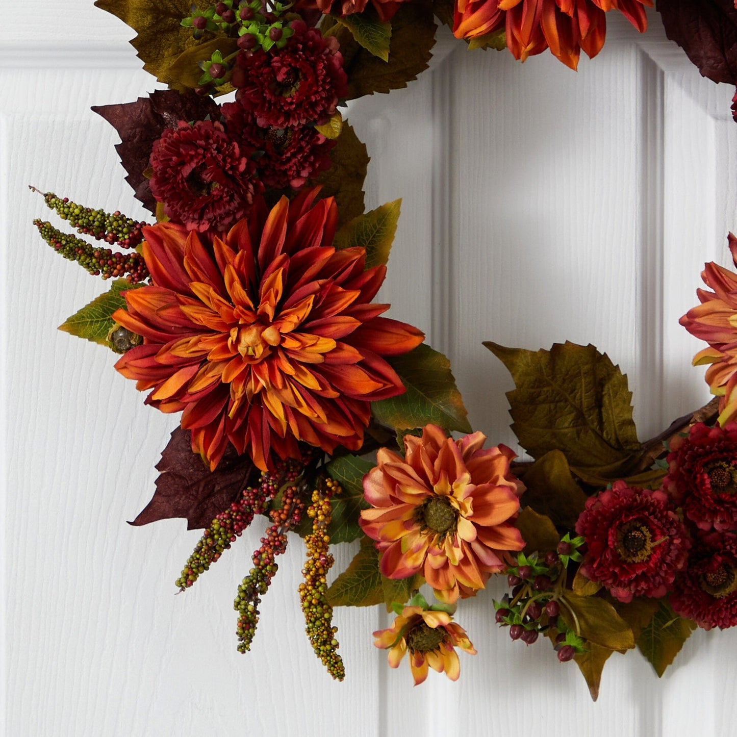 22” Dahlia & Mum Wreath - Autumn Beauty | Nearly Natural