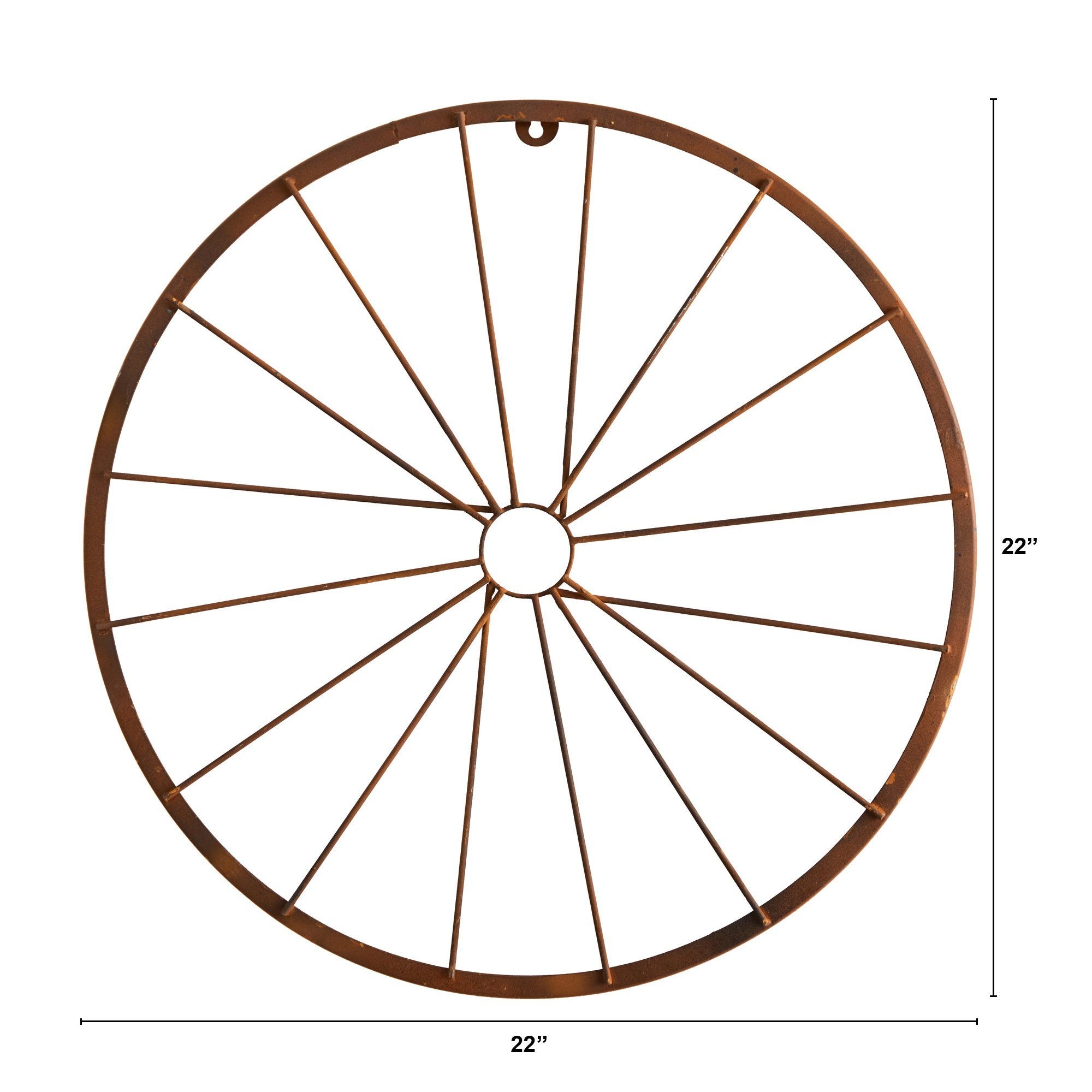 22” Rustic Metal Vintage Bicycle Wheel Wall Art Decor | Nearly Natural