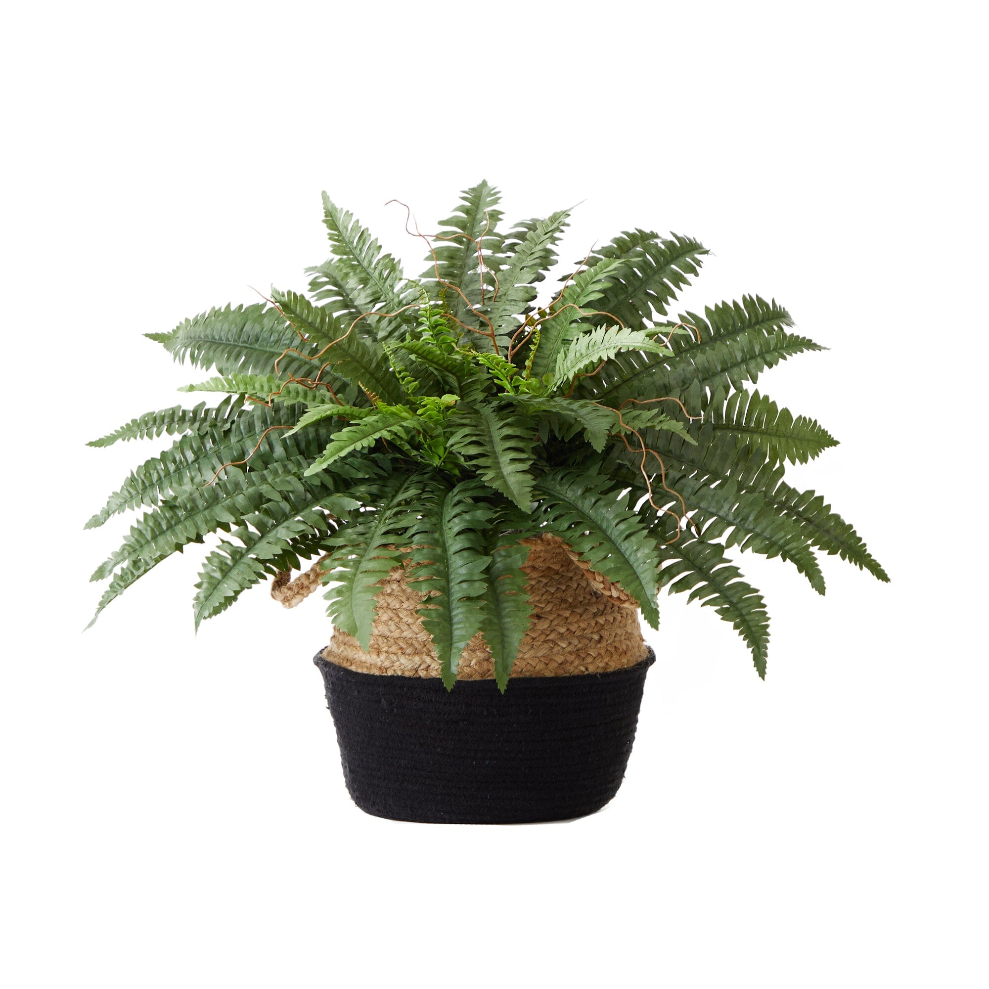 23" Artificial Boston Fern Plant with Handmade Jute & Cotton Basket DIY ...
